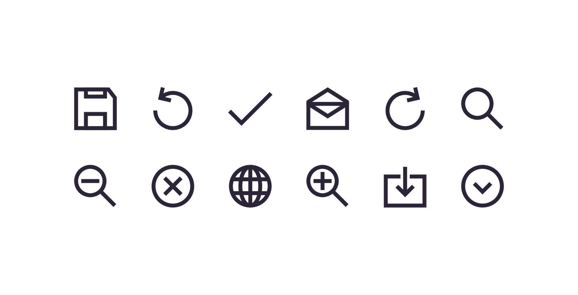 Mobile User Interface Navigation And Simple App Icons Flat Vector