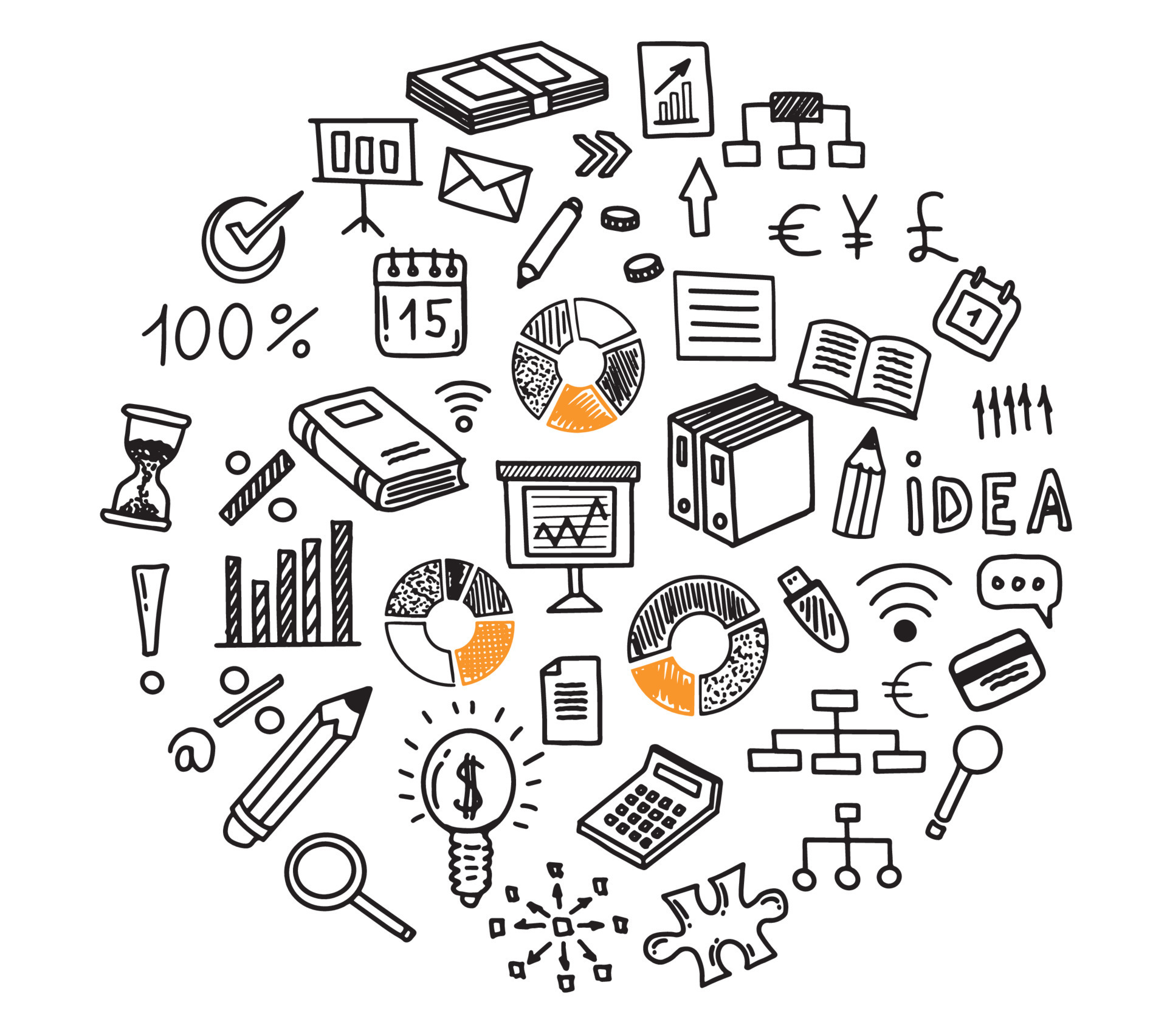 Business symbols, Management concept with Doodle design style. Hand ...