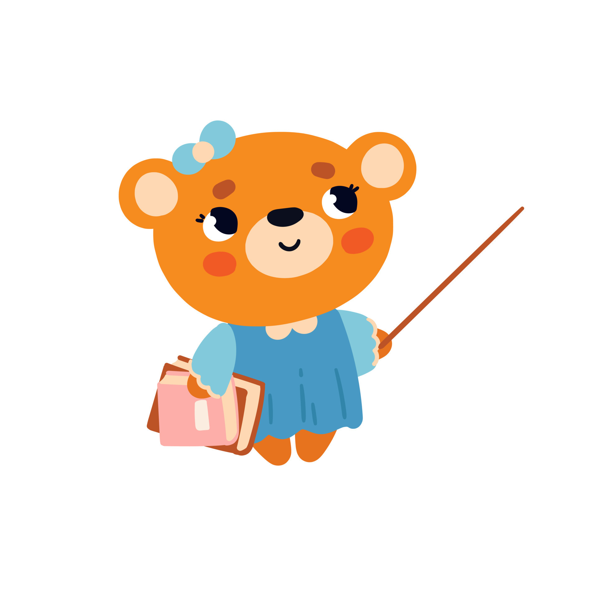 A bear in a dress with a pointer on a white background. Clipart animal ...