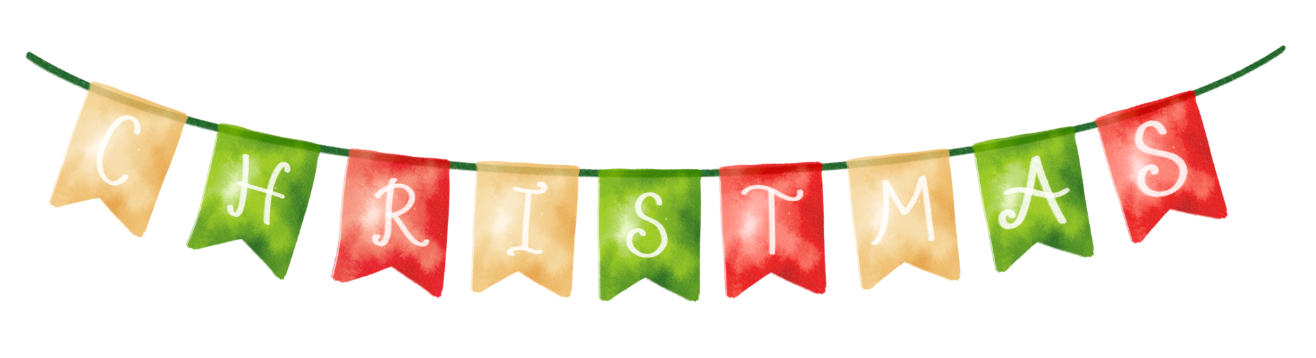 Christmas Banner Burlap Sign Party Buntings illustrations watercolor ...