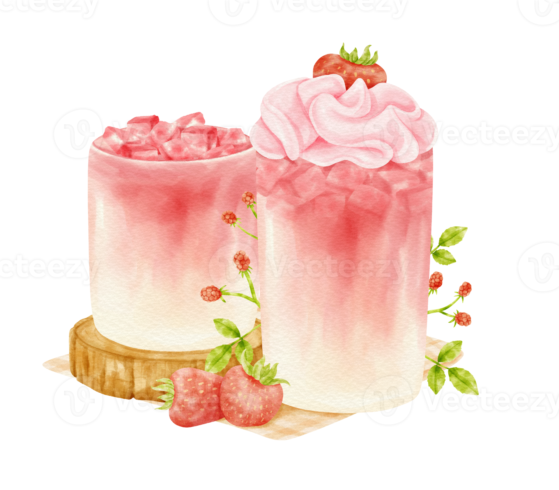 cute strawberry drink composition watercolor 9660020 PNG