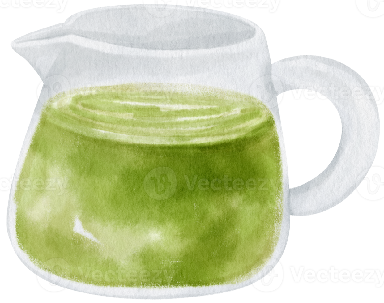 Jug with green tea watercolor illustration 9660081 PNG