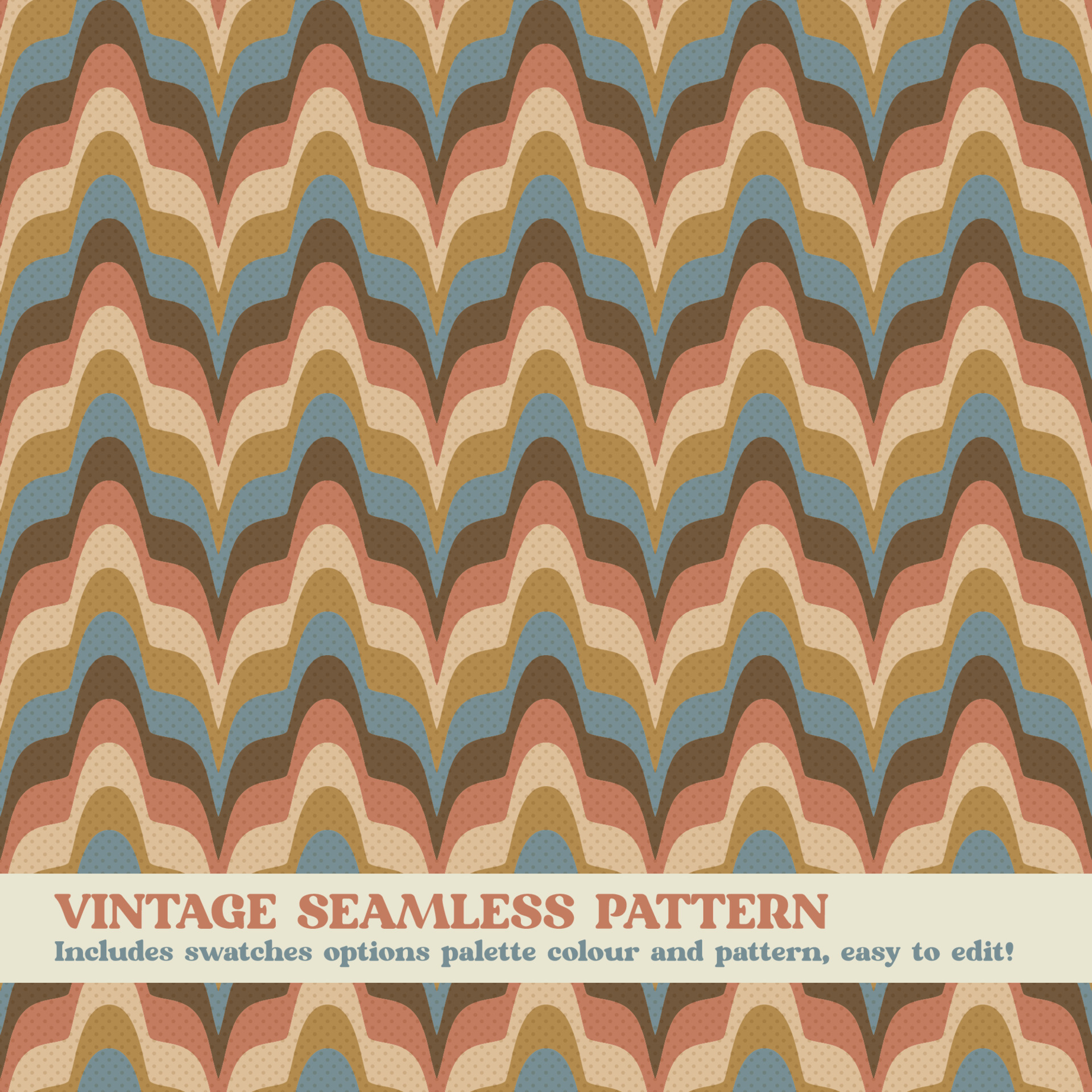 vintage seamless pattern design with swatches options color palette and ...
