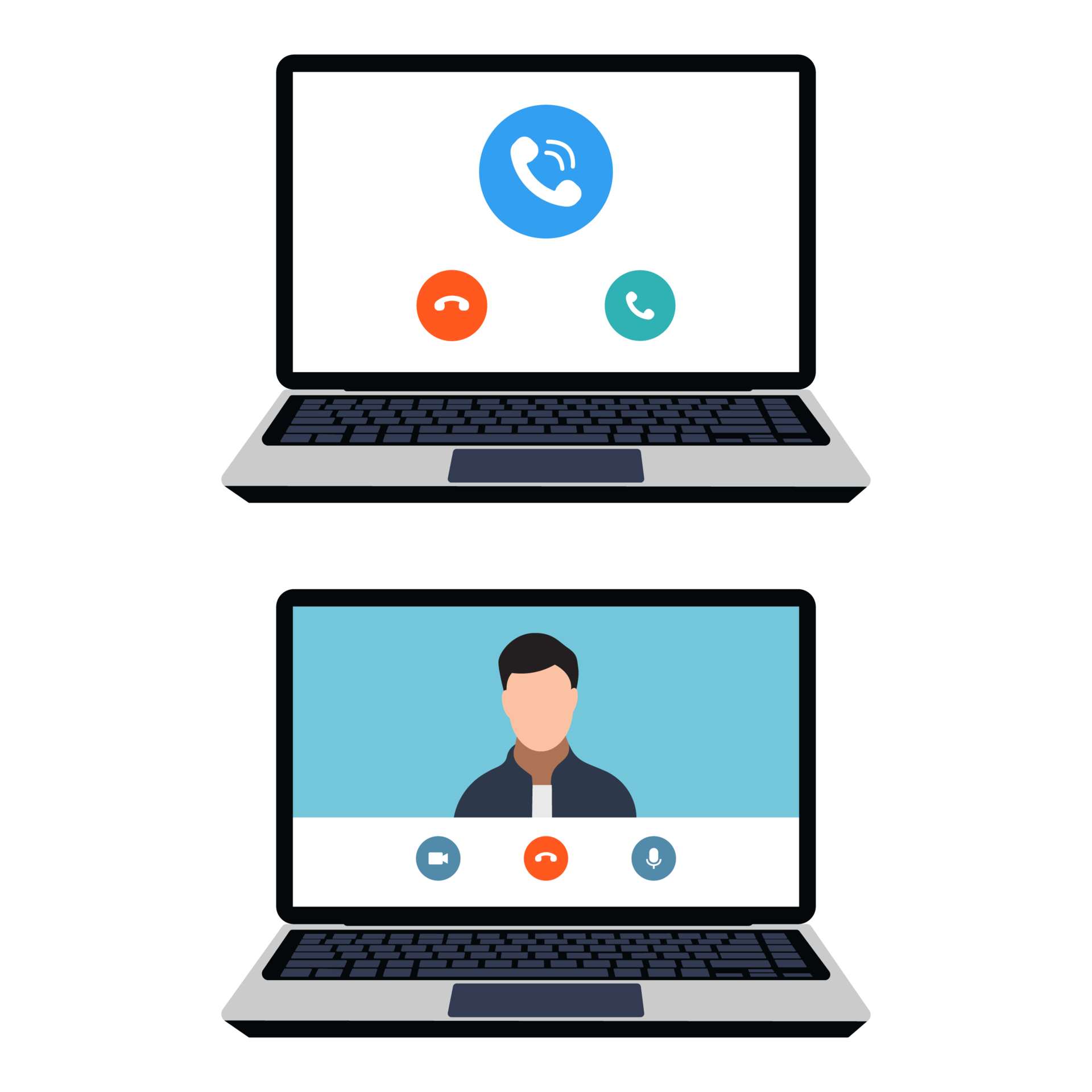 Online Video Call Concept On Laptops Vector Calling Online Video online-video-call-concept-on-laptops-vector-calling-online-video