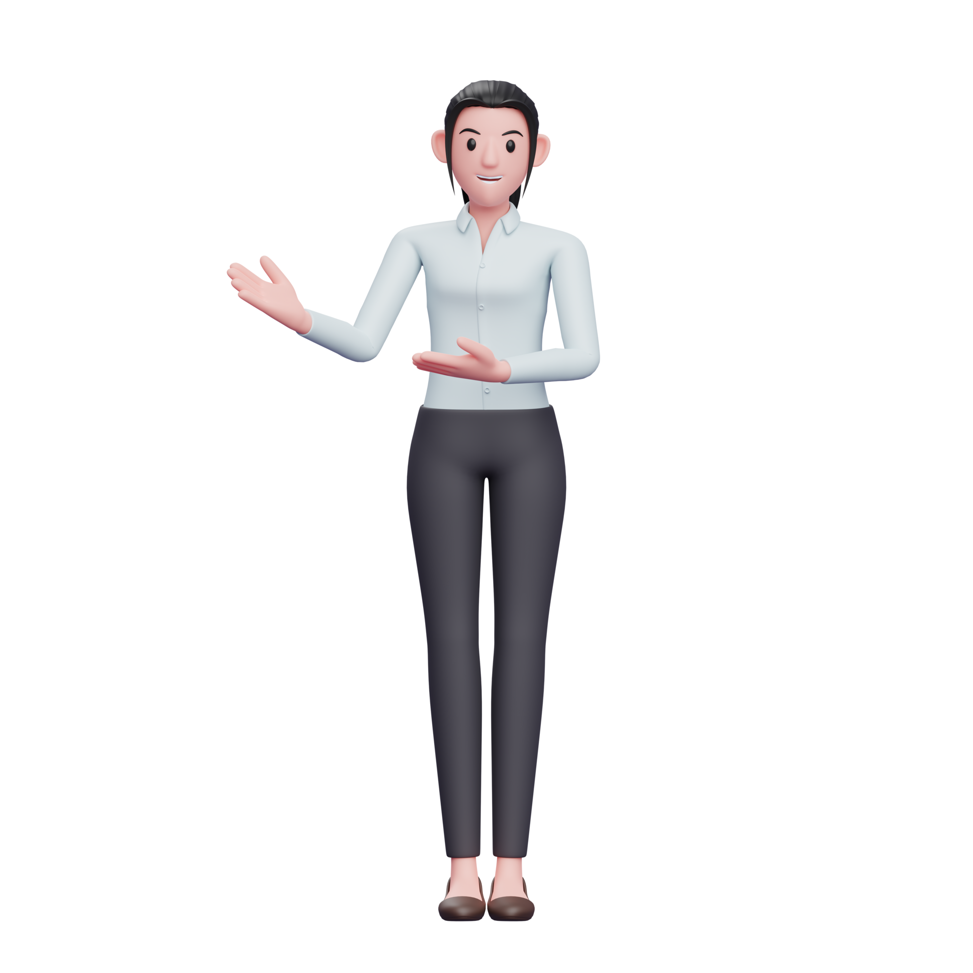 Cute Girl Presenting Pose Wear Business Suit 3d Render Business Woman Character Illustration