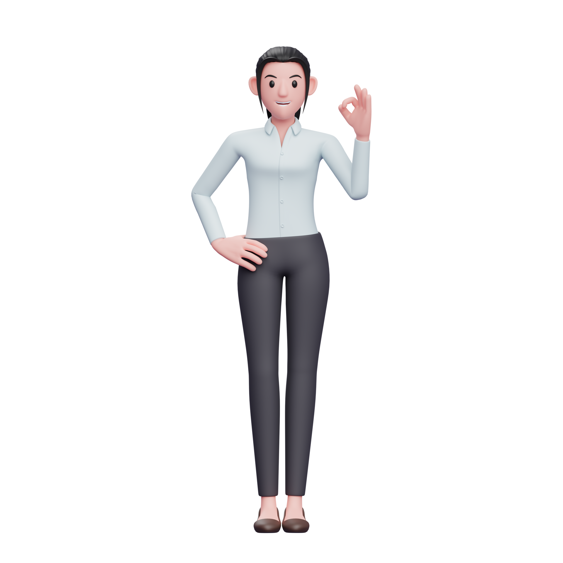 Business Woman Give Ok Finger 3d Render Business Woman Character