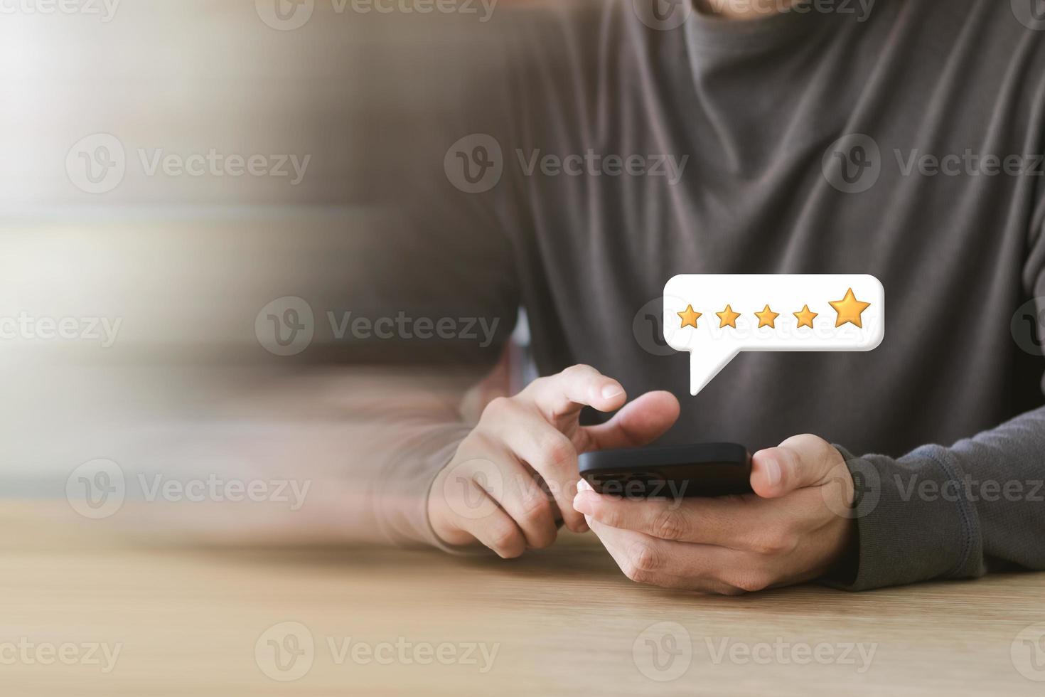User give rating to service experience on online application, Customer review satisfaction ...