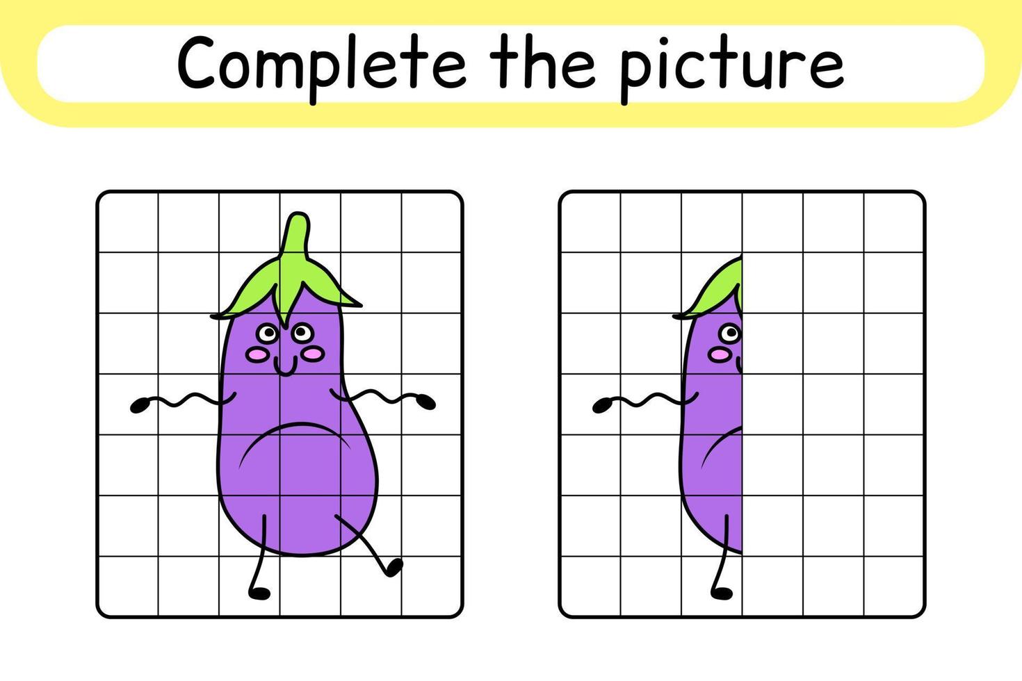 completa la imagen berenjena. copiar la imagen y el color. terminar la ...