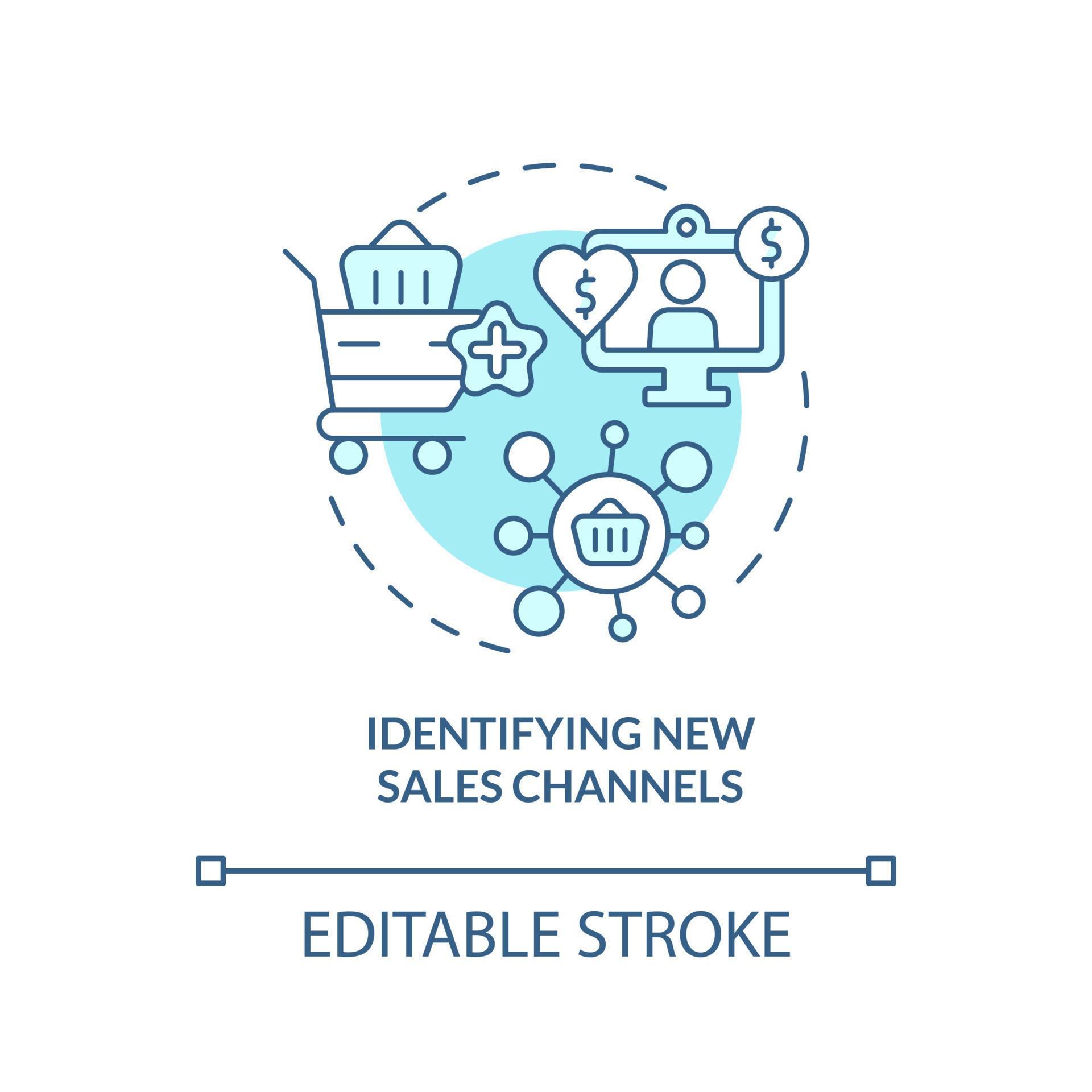 Identifying new sales channels turquoise concept icon. Problem in sales management abstract idea ...