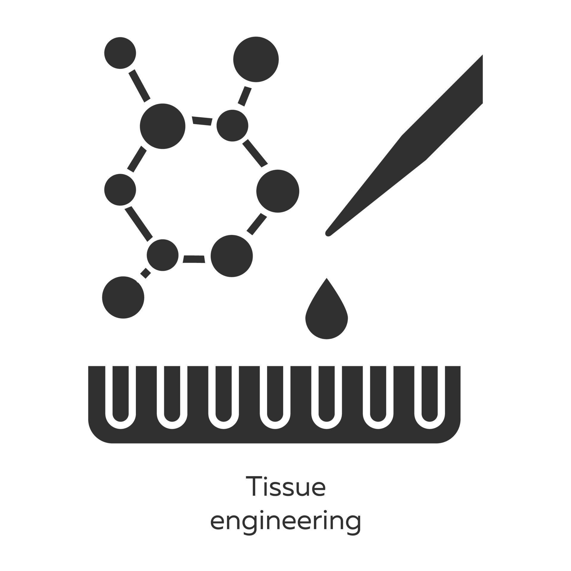 Tissue engineering glyph icons set. Combining cells and molecules into ...