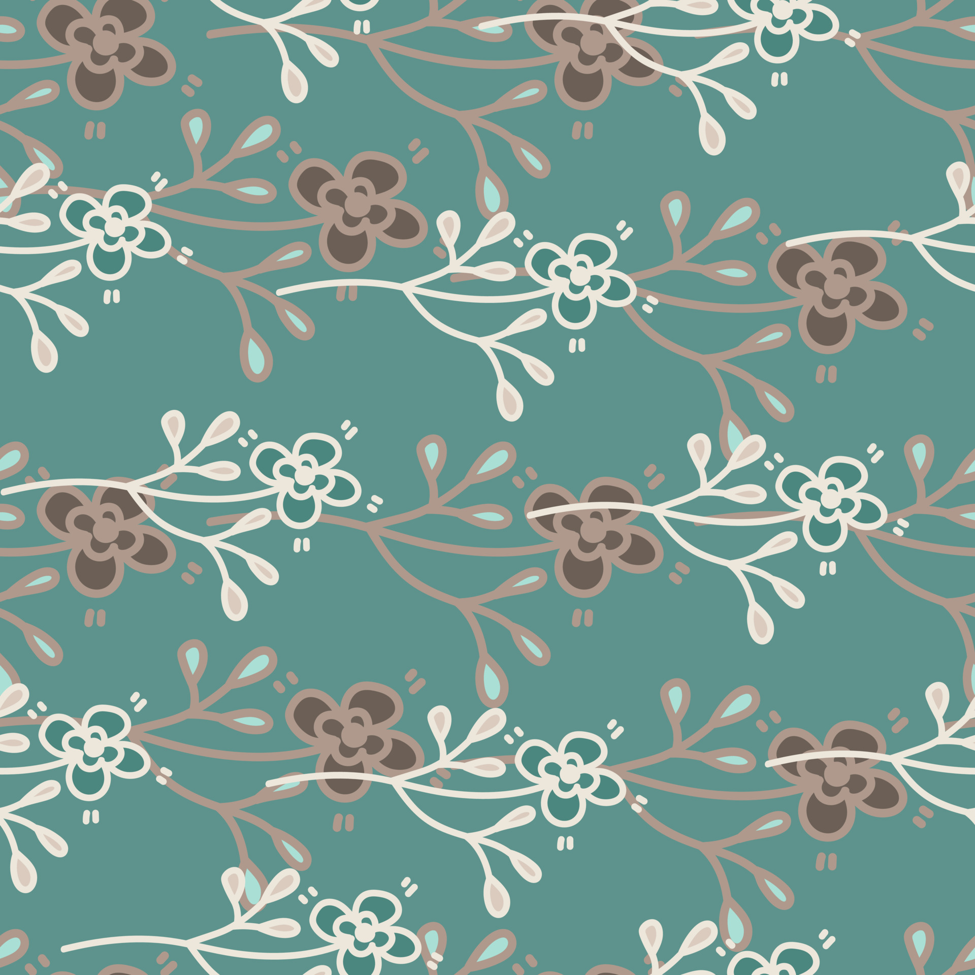 Hand drawn vintage flower seamless pattern. Simple floral wallpaper ...