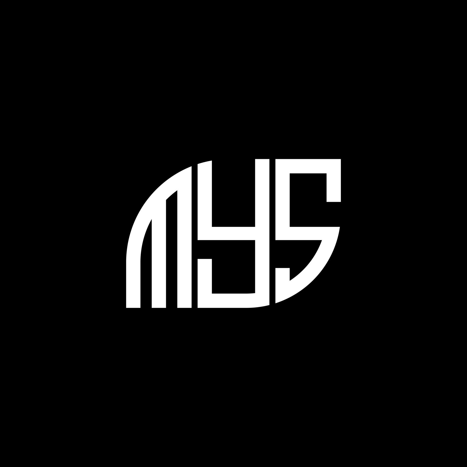 mys letter design.mys carta diseño de logotipo sobre fondo negro. concepto creativo del logotipo ...