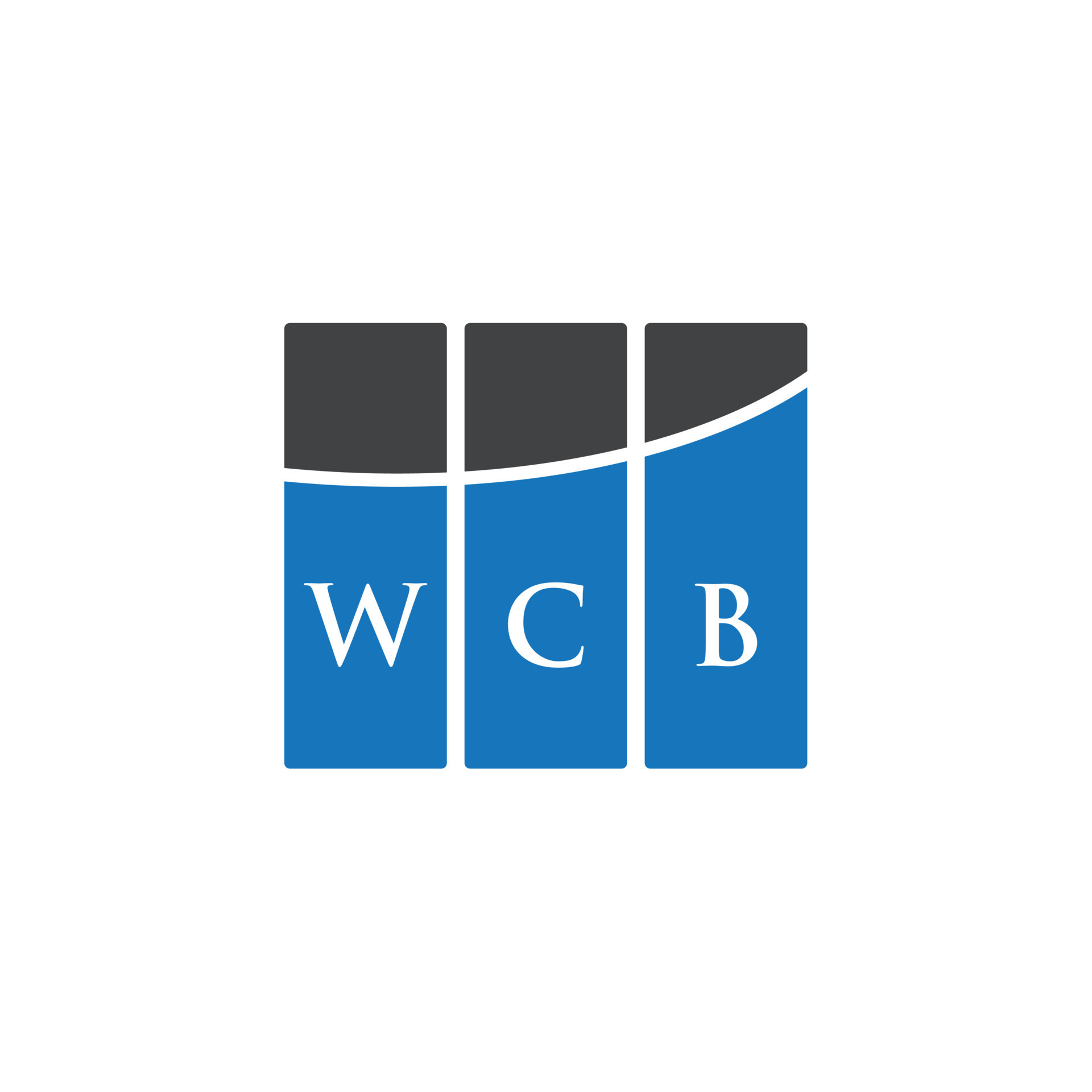 diseño de logotipo de letra wcb sobre fondo blanco. concepto de logotipo de letra de iniciales ...