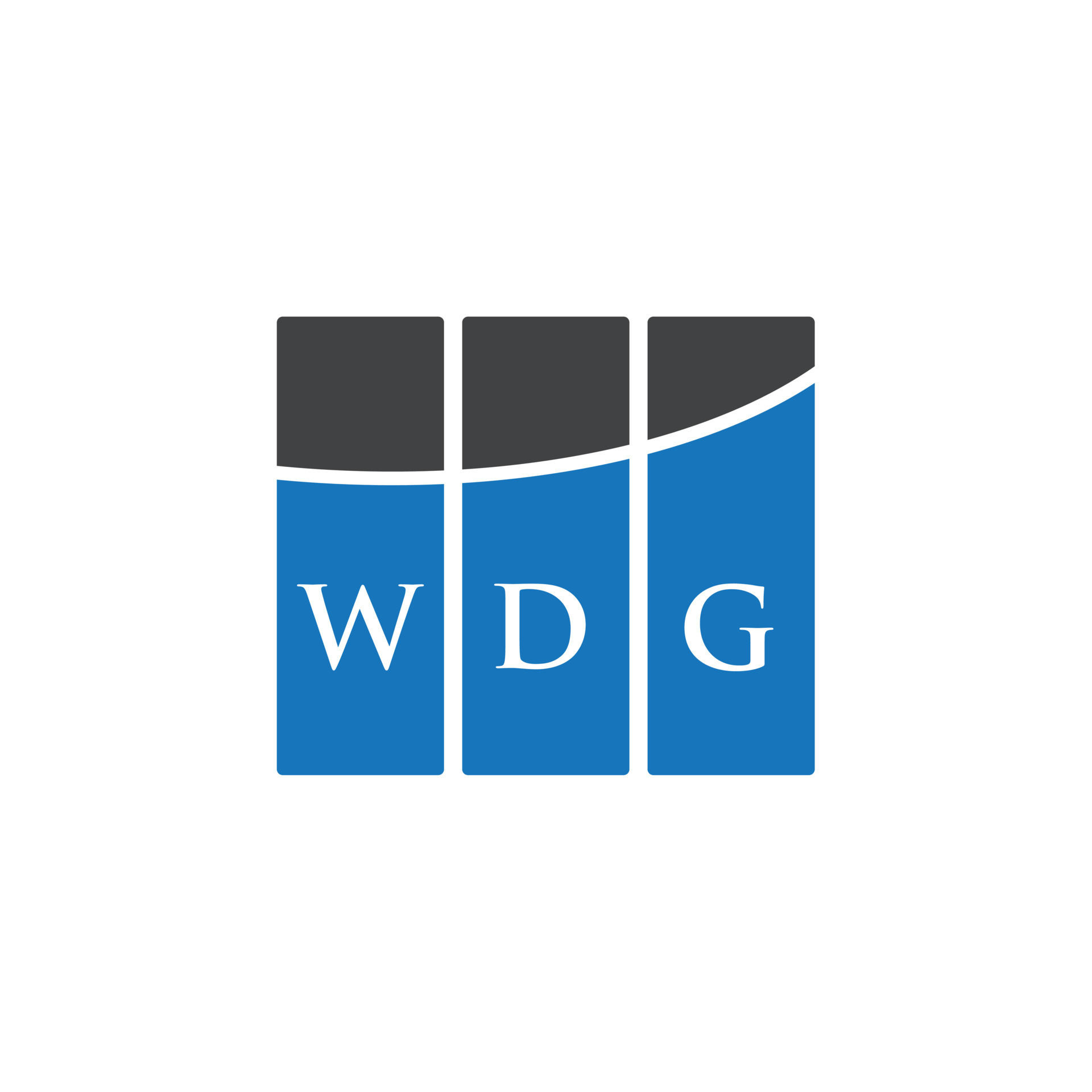 diseño de logotipo de letra wdg sobre fondo blanco. concepto de logotipo de letra de iniciales ...