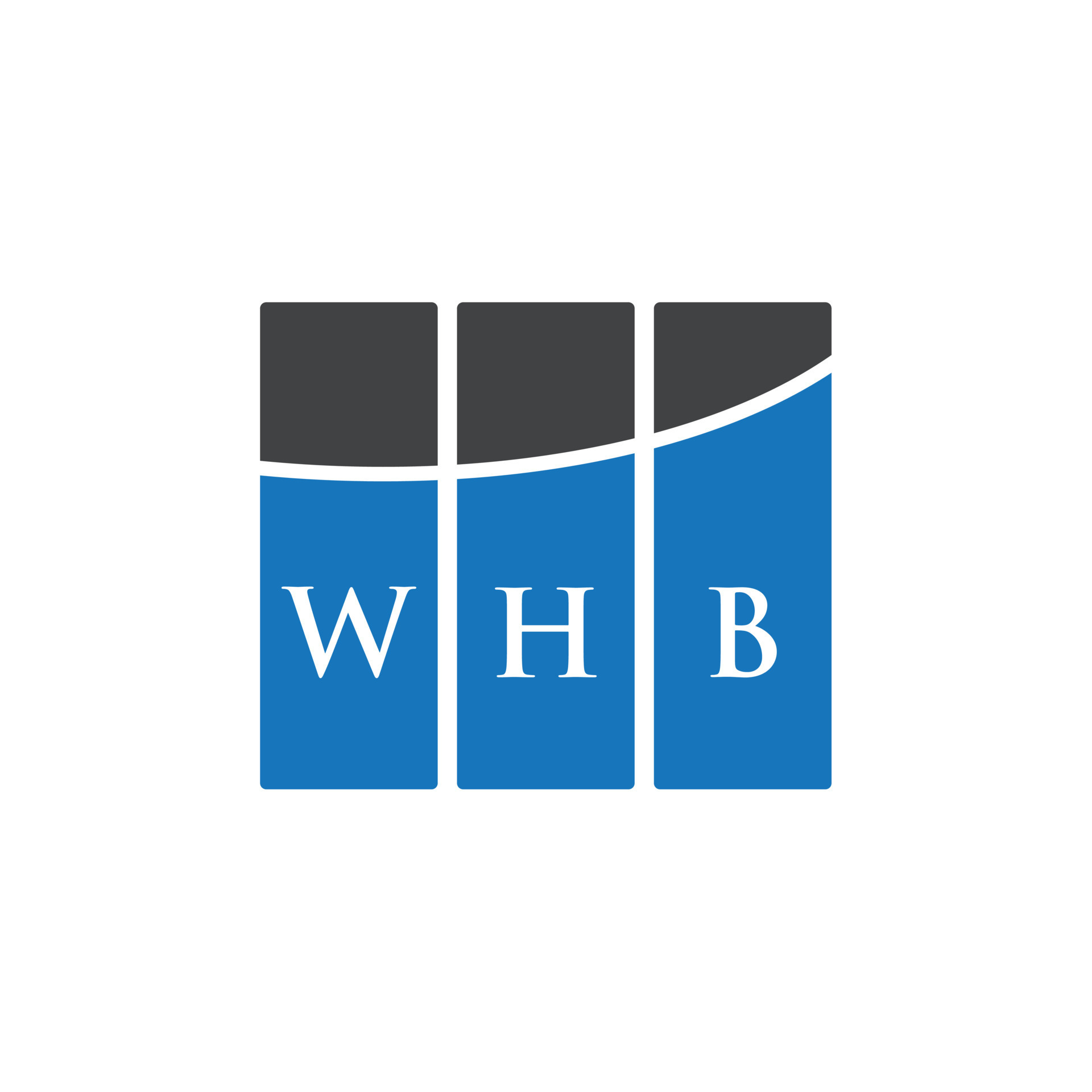 diseño de logotipo de letra whb sobre fondo blanco. concepto de logotipo de letra de iniciales ...