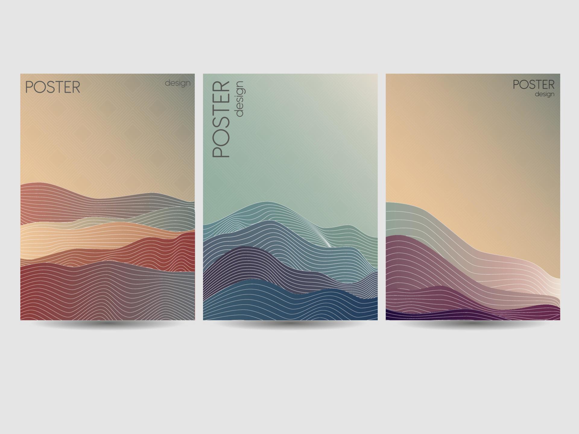 Set of posters in calm color palette, triptych 9677873 Vector Art at Vecteezy