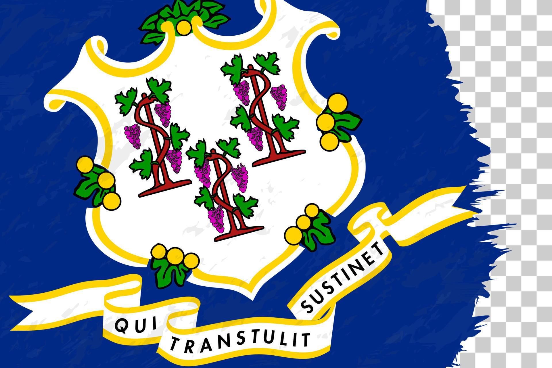 Horizontal Abstract Grunge Brushed Flag of Connecticut on Transparent ...