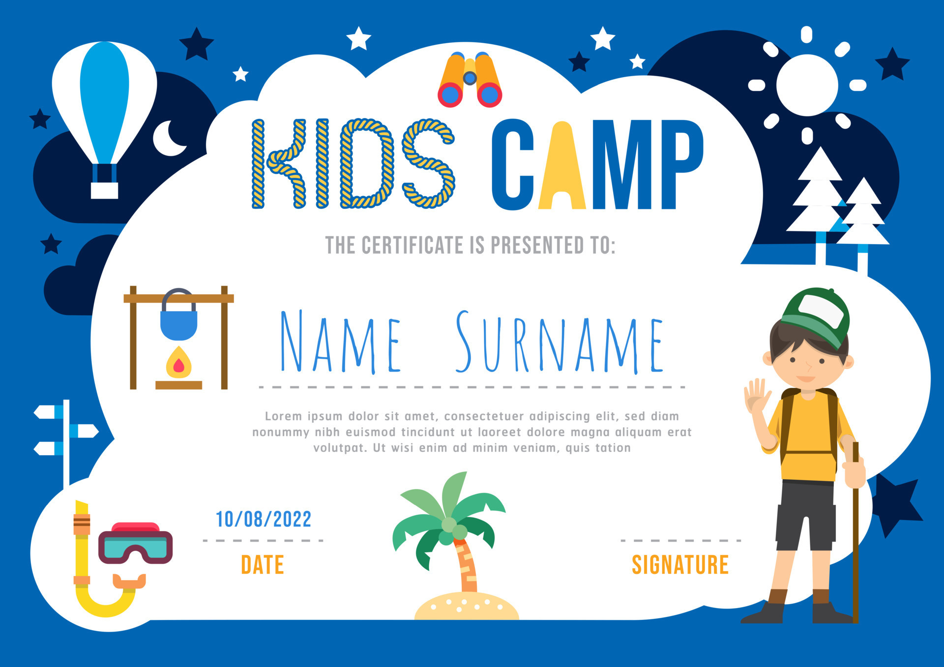 Certificate Summer Camp Kids Diploma Kindergarten Template Layout certificate-summer-camp-kids-diploma-kindergarten-template-layout