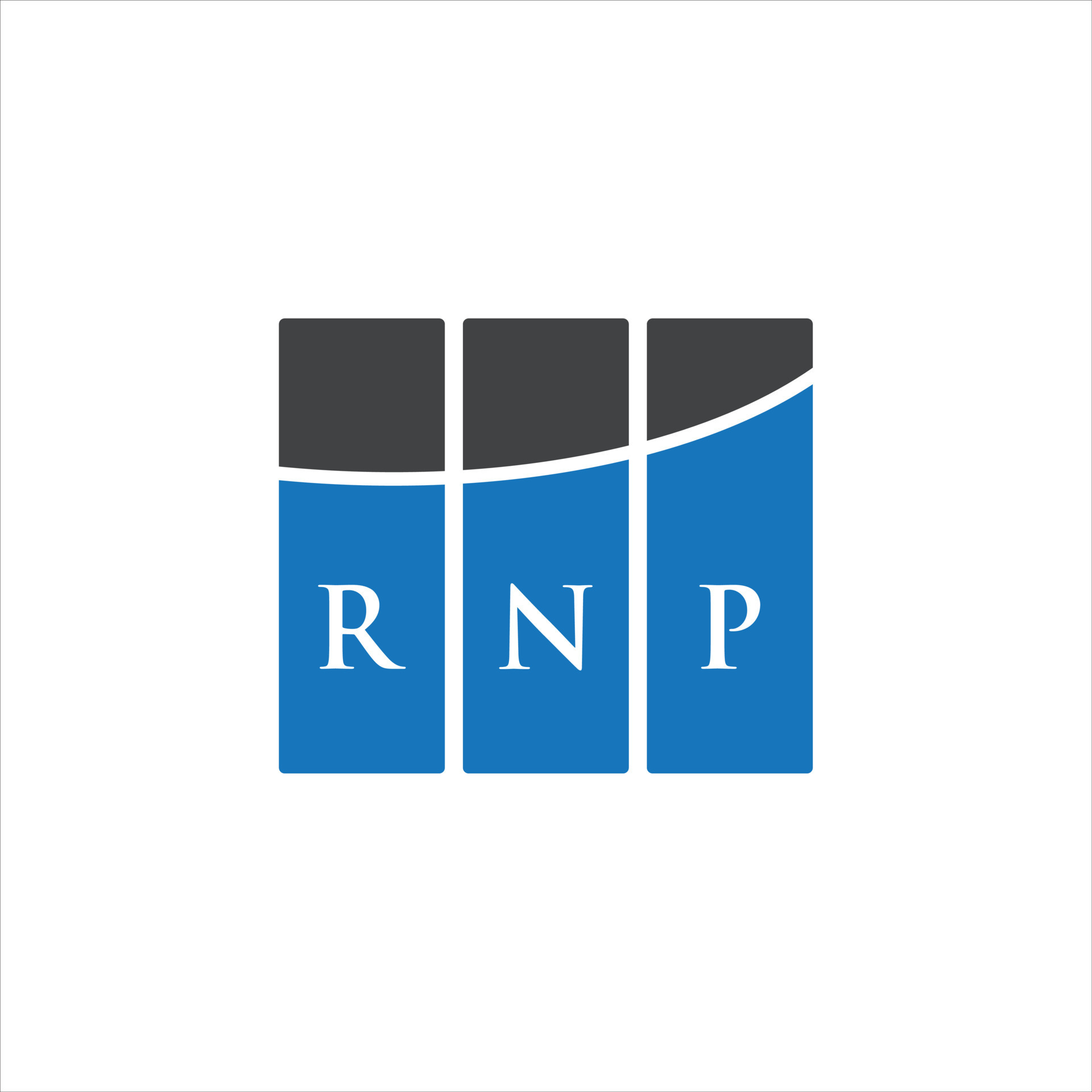 diseño de logotipo de letra rnp sobre fondo blanco. concepto de logotipo de letra de iniciales ...