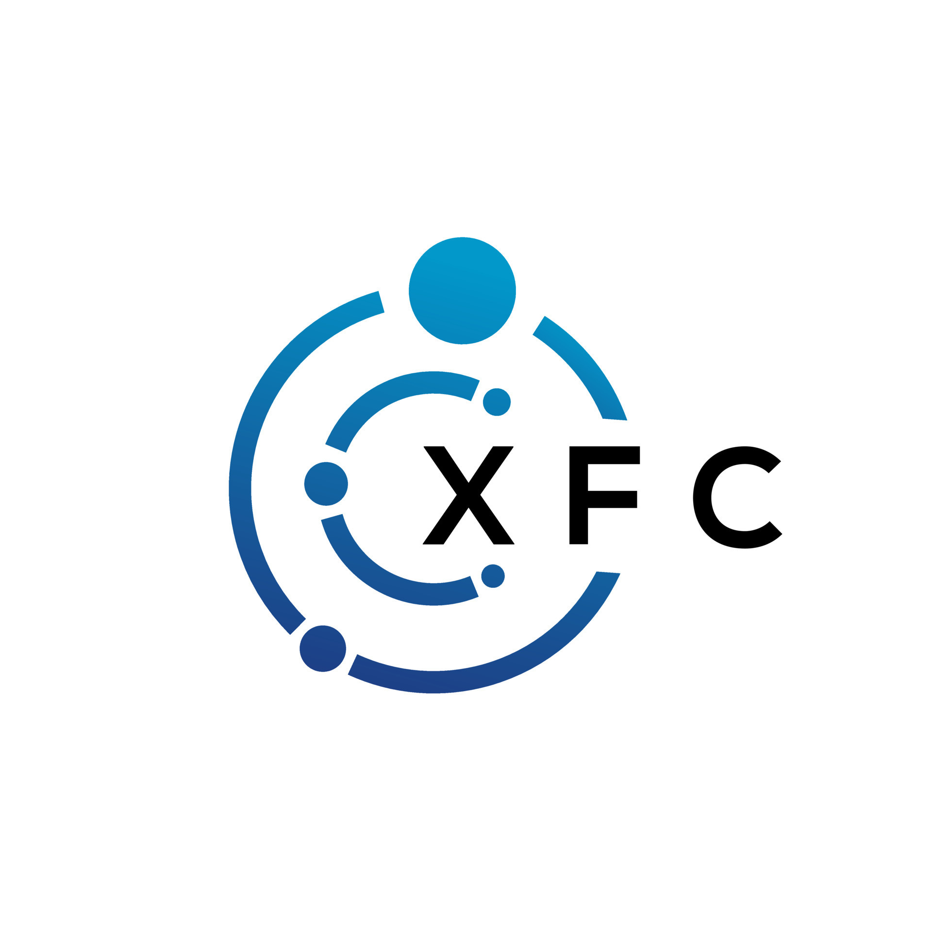 Diseño de logotipo de tecnología de letras xfc sobre fondo blanco. xfc creative initials letter ...