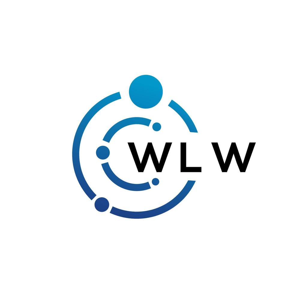 diseño de logotipo de tecnología de letras wlw sobre fondo blanco. wlw letras iniciales ...