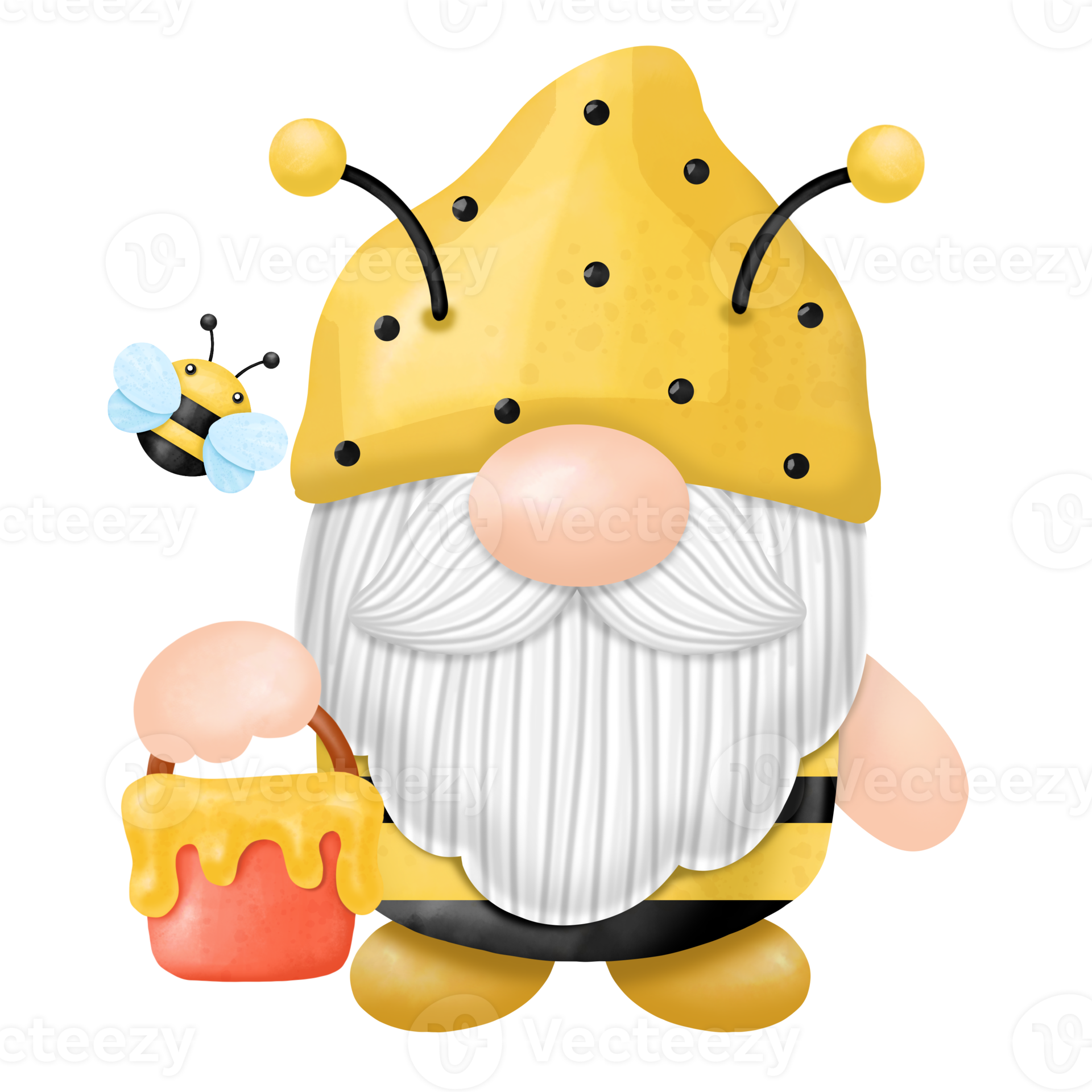Gnomes Honey Bee watercolor Clipart 9694117 PNG