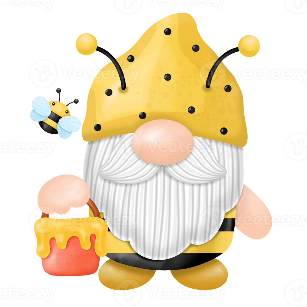 Gnomes Honey Bee watercolor Clipart 9694117 PNG