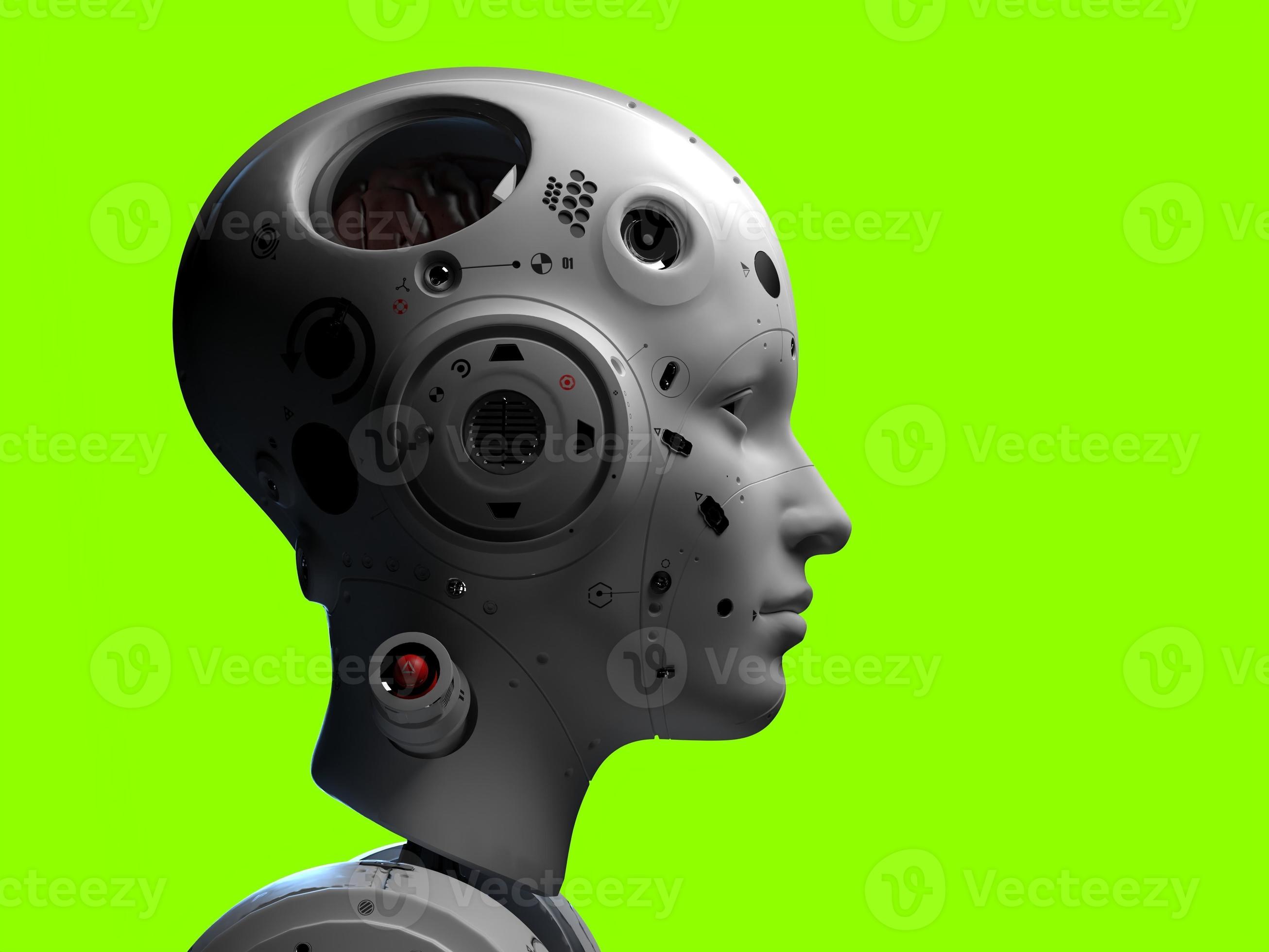 portrait of three robots close-up. isolated 3d illustration for use ...