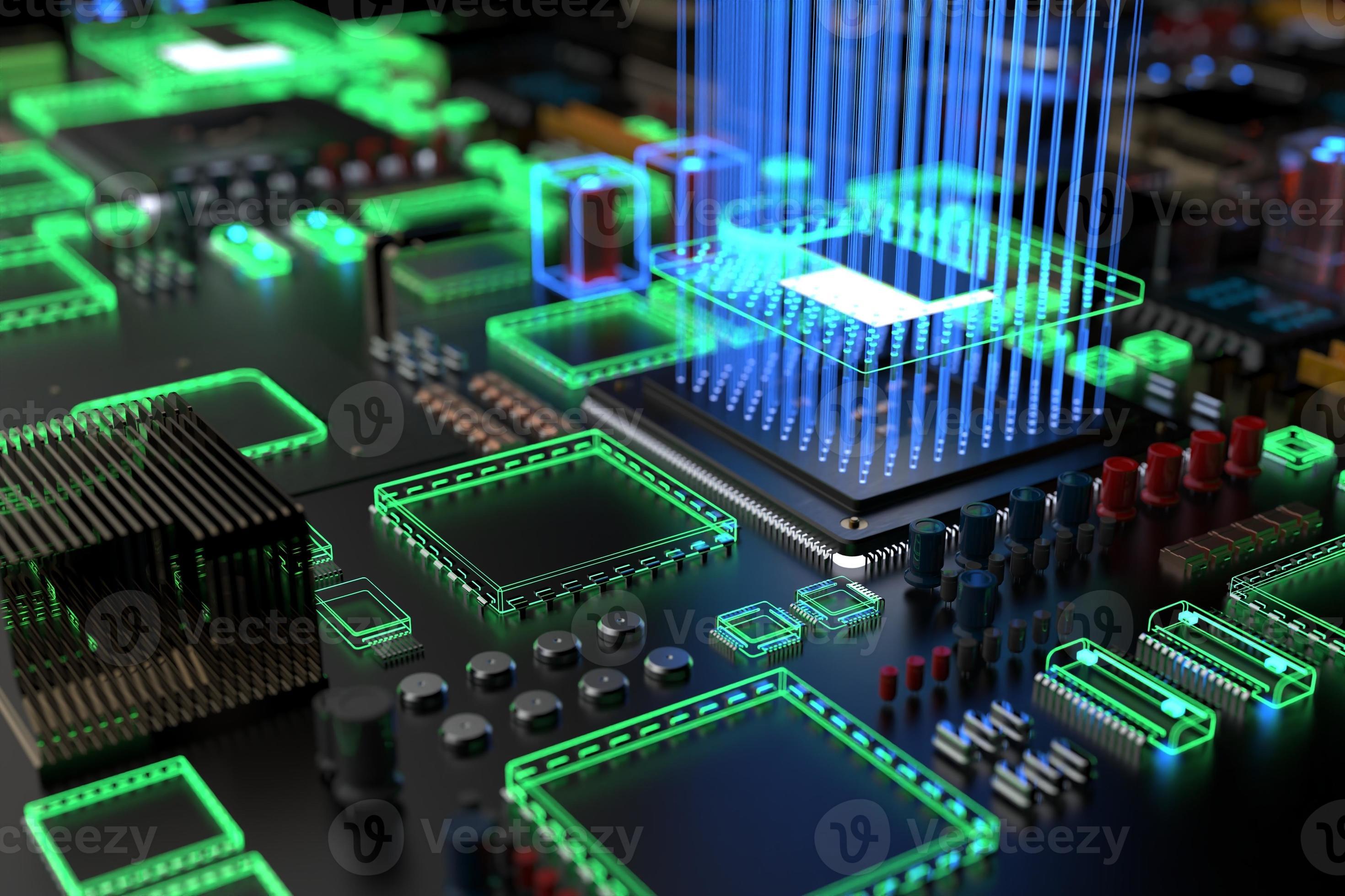 Different Types Of Computers And Spare Parts 3D Rendering On The different-types-of-computers-and-spare-parts-3d-rendering-on-the