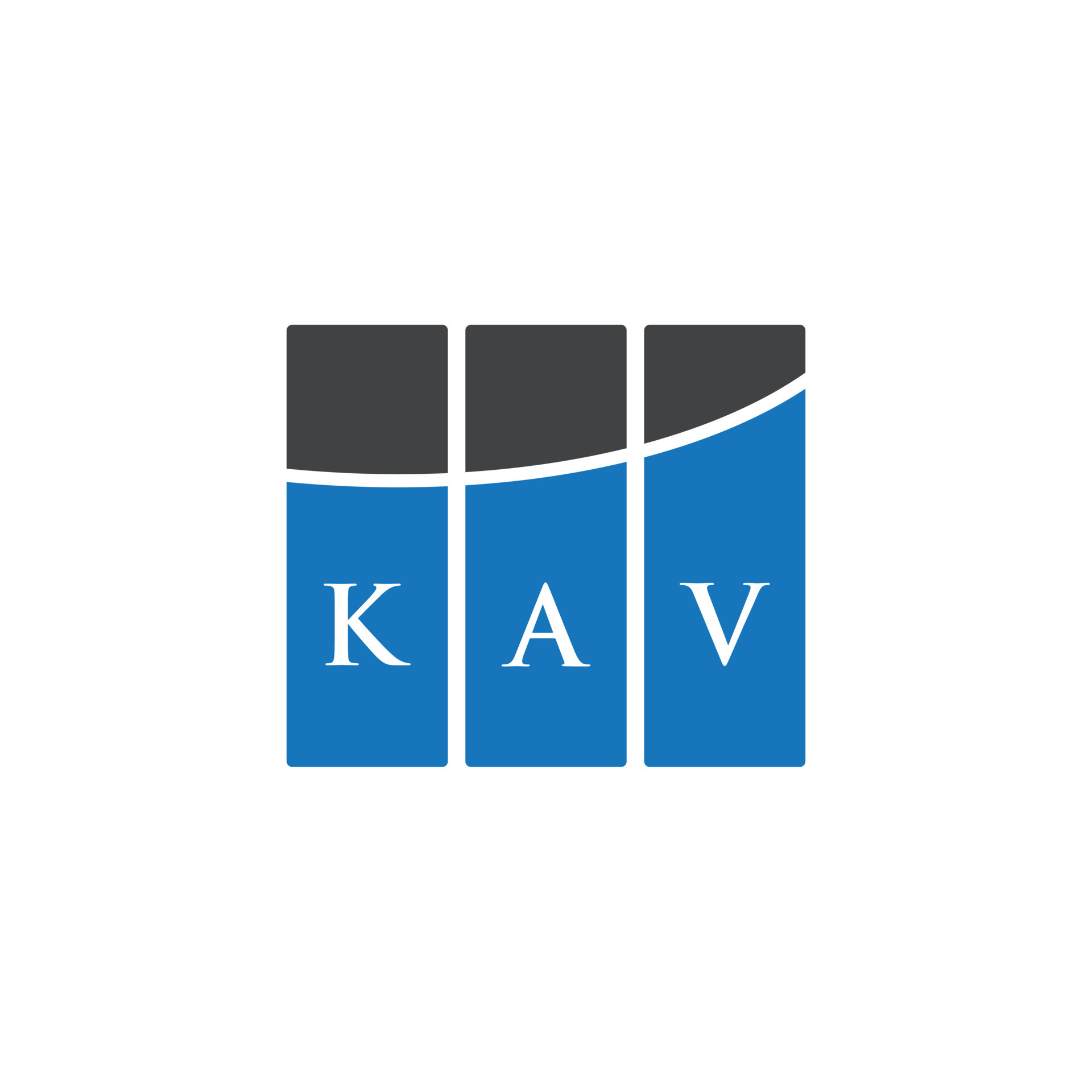 Diseño de letras kav. Diseño de logotipo de letras kav sobre fondo blanco. concepto de logotipo ...