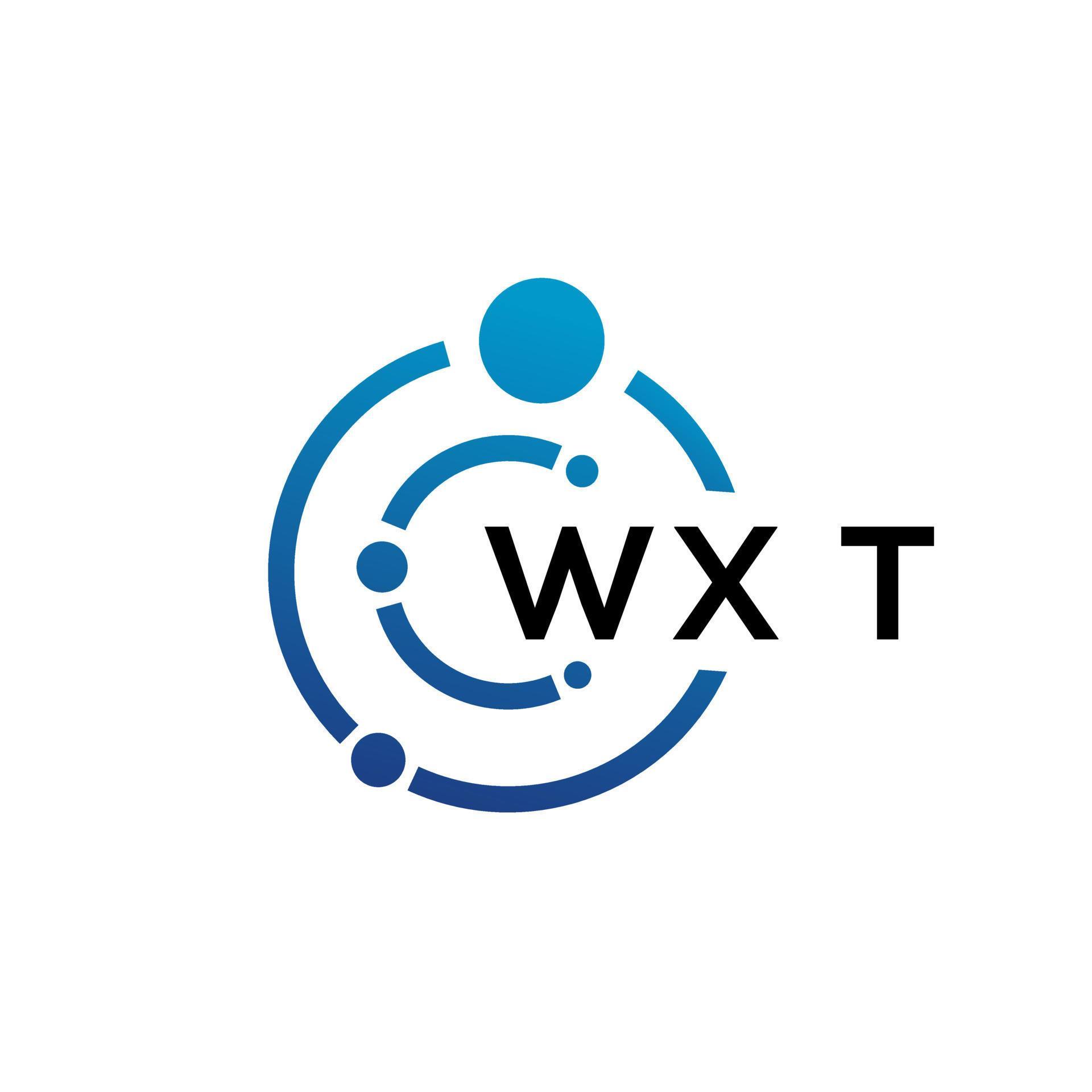 diseño de logotipo de tecnología de letra wxt sobre fondo blanco. wxt letras iniciales creativas ...