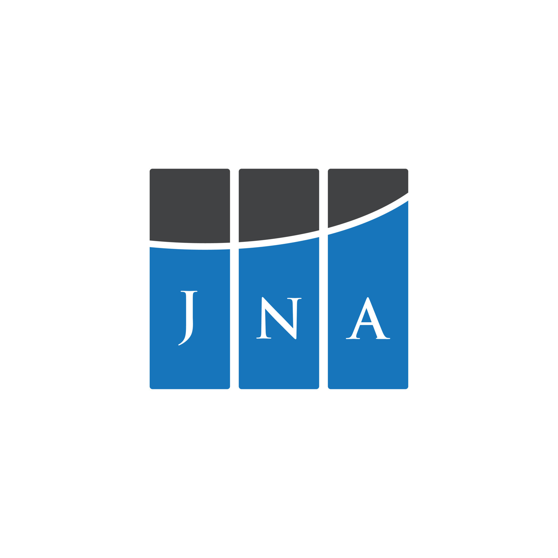 Diseño de letras jna. Diseño de logotipo de letras jna sobre fondo blanco. concepto de logotipo ...