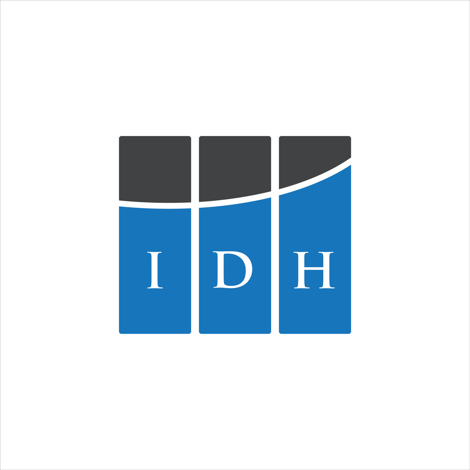 diseño de logotipo de letra idh sobre fondo blanco. concepto de logotipo de letra de iniciales ...