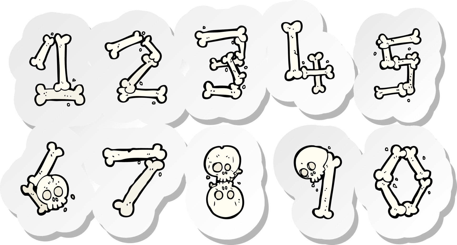 sticker of a cartoon bone numbers 9708146 Vector Art at Vecteezy