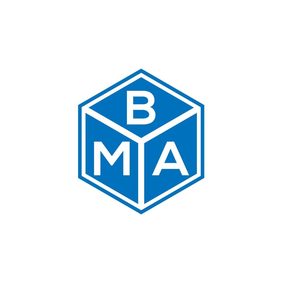 diseño de logotipo de letra bma sobre fondo negro. concepto de logotipo de letra de iniciales ...