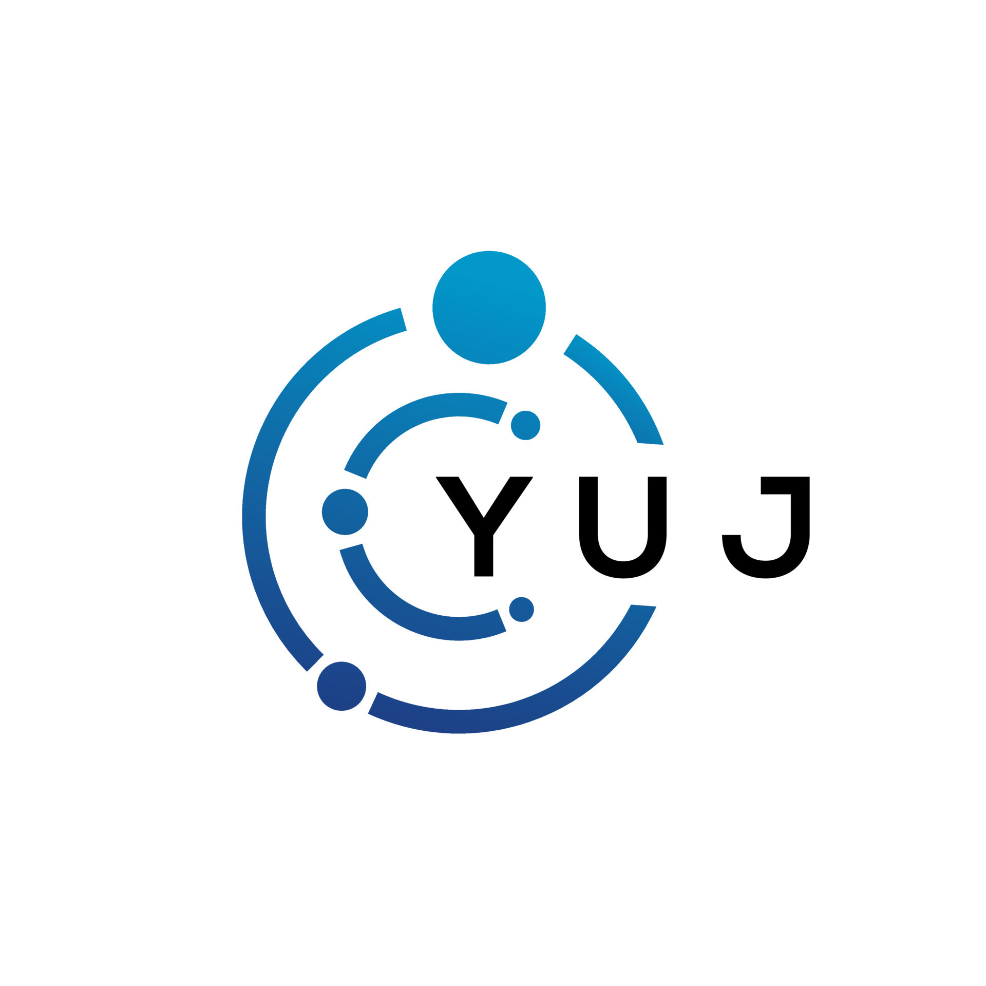 diseño de logotipo de tecnología de letras yuj sobre fondo blanco. yuj iniciales creativas letra ...