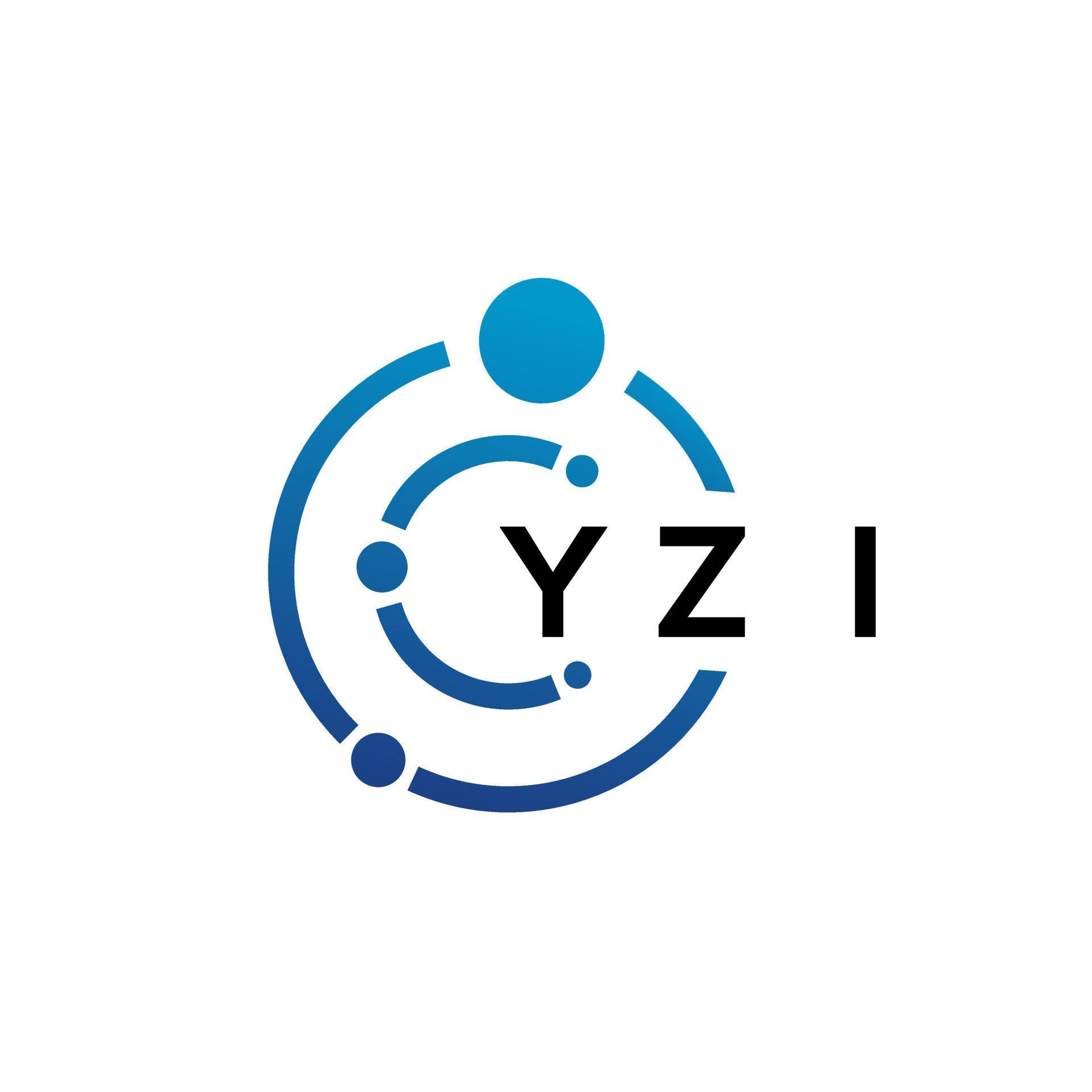 diseño de logotipo de tecnología de letras yzi sobre fondo blanco. yzi letras iniciales ...