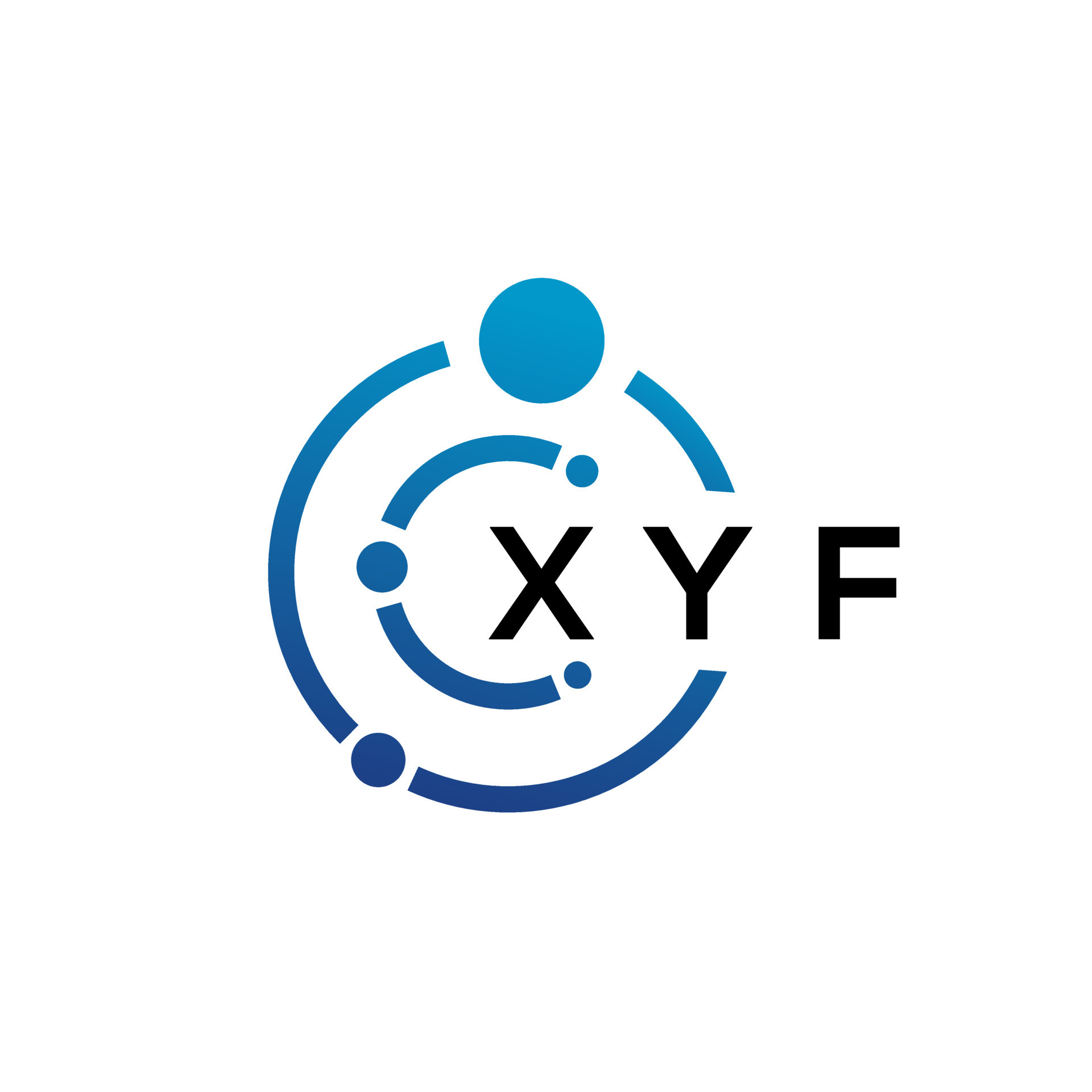Diseño de logotipo de tecnología de letras xyf sobre fondo blanco. xyf letras iniciales ...