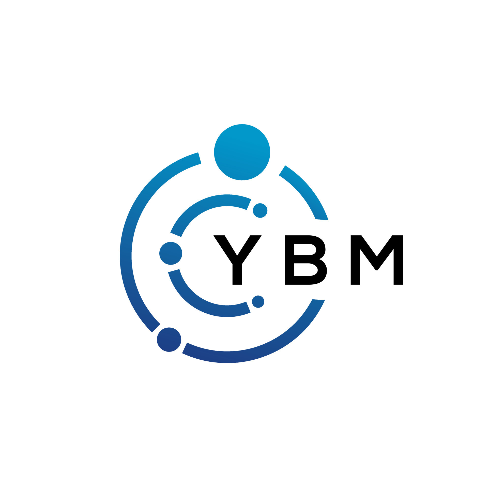diseño de logotipo de tecnología de letras ybm sobre fondo blanco. ybm creative initials letter ...