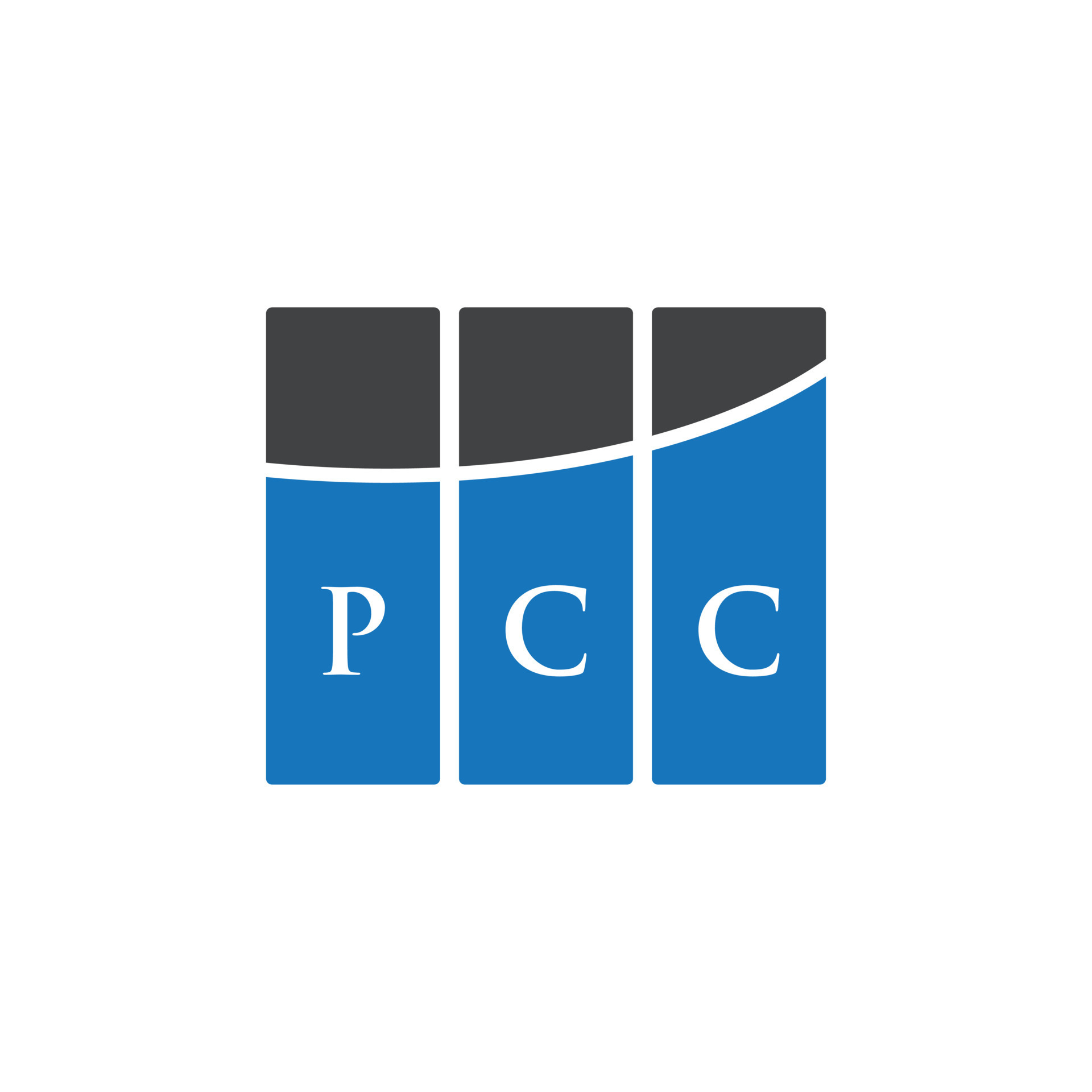 Diseño de letras pcc. Diseño de logotipo de letras pcc sobre fondo blanco. concepto de logotipo ...