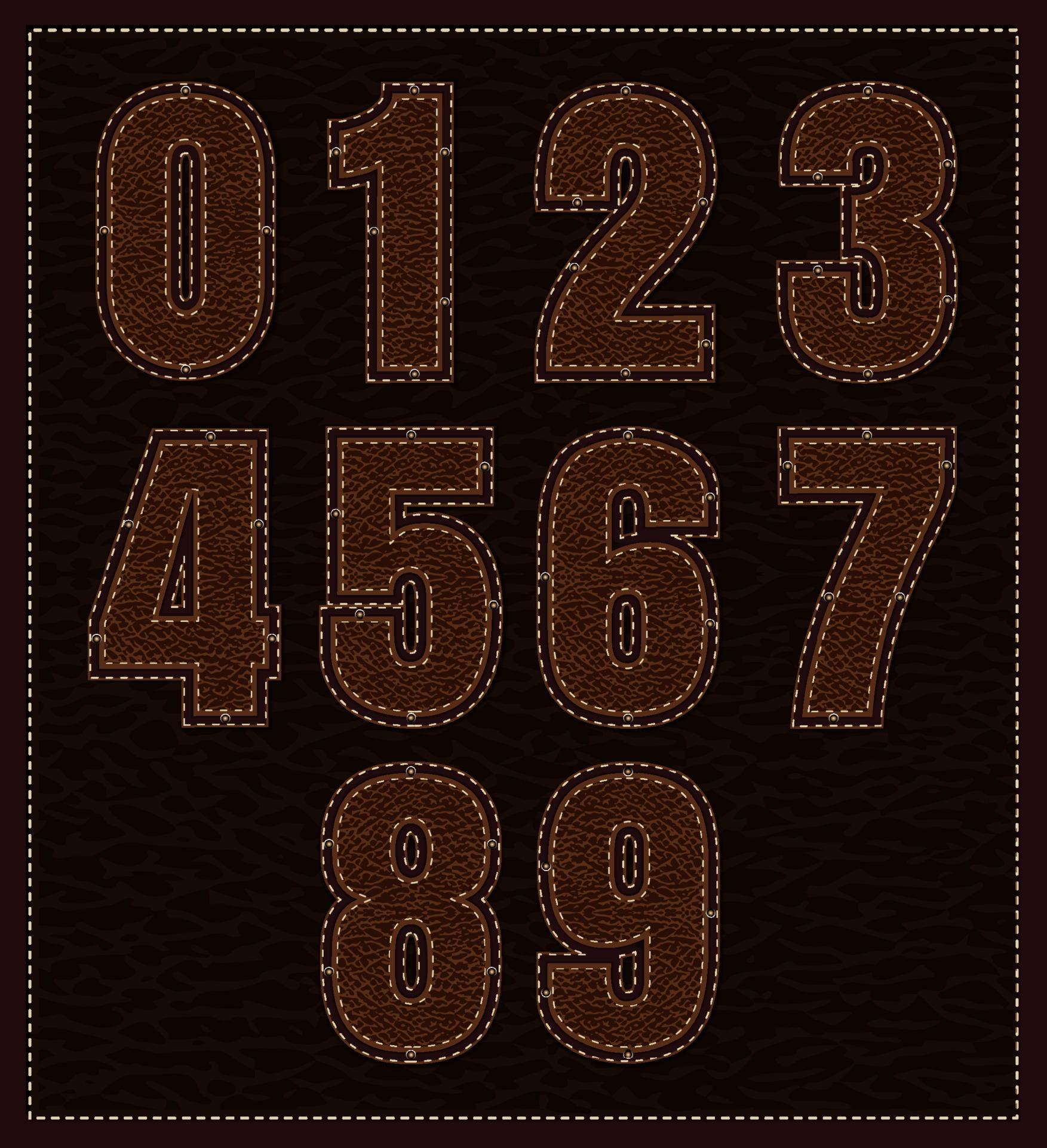 Set Of Numbers Leather Texture Style 9711943 Vector Art at Vecteezy