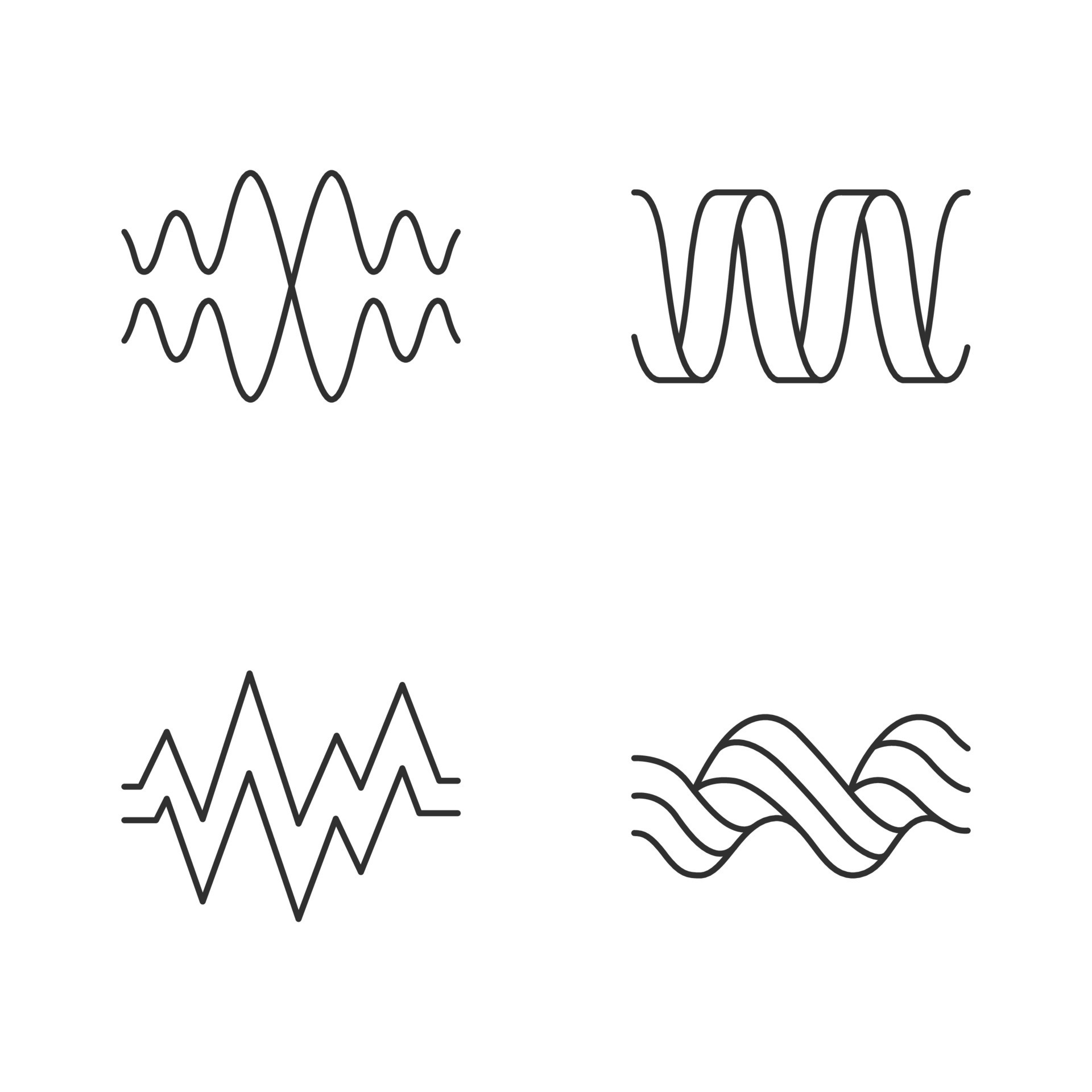 Sound Waves Linear Icons Set Audio Waves Music Frequency Voice