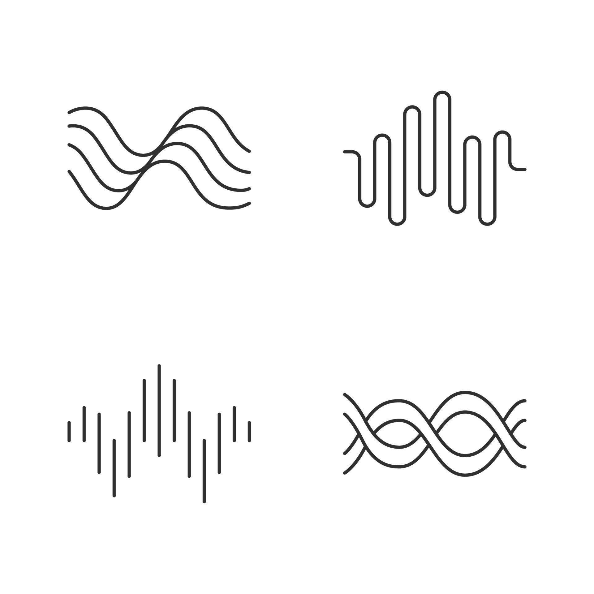 Sound Waves Linear Icons Set Audio Waves Sound Voice Recording Music Rhythm Logotype