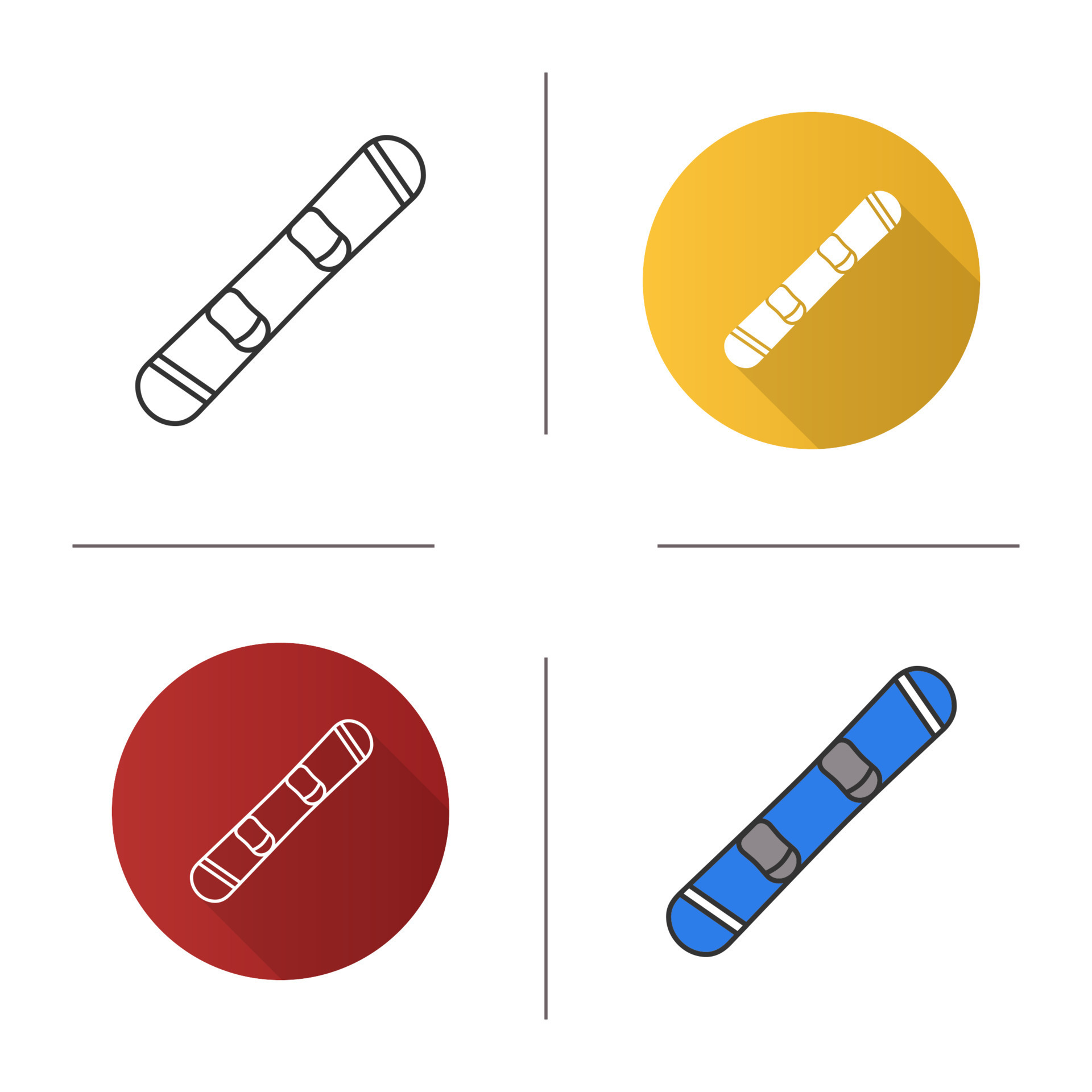 Snowboard icon. Flat design, linear and color styles. Isolated vector ...