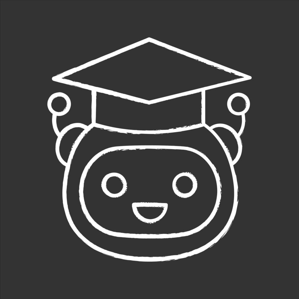 Machine learning chalk icon. Artificial intelligence. Teacher bot ...