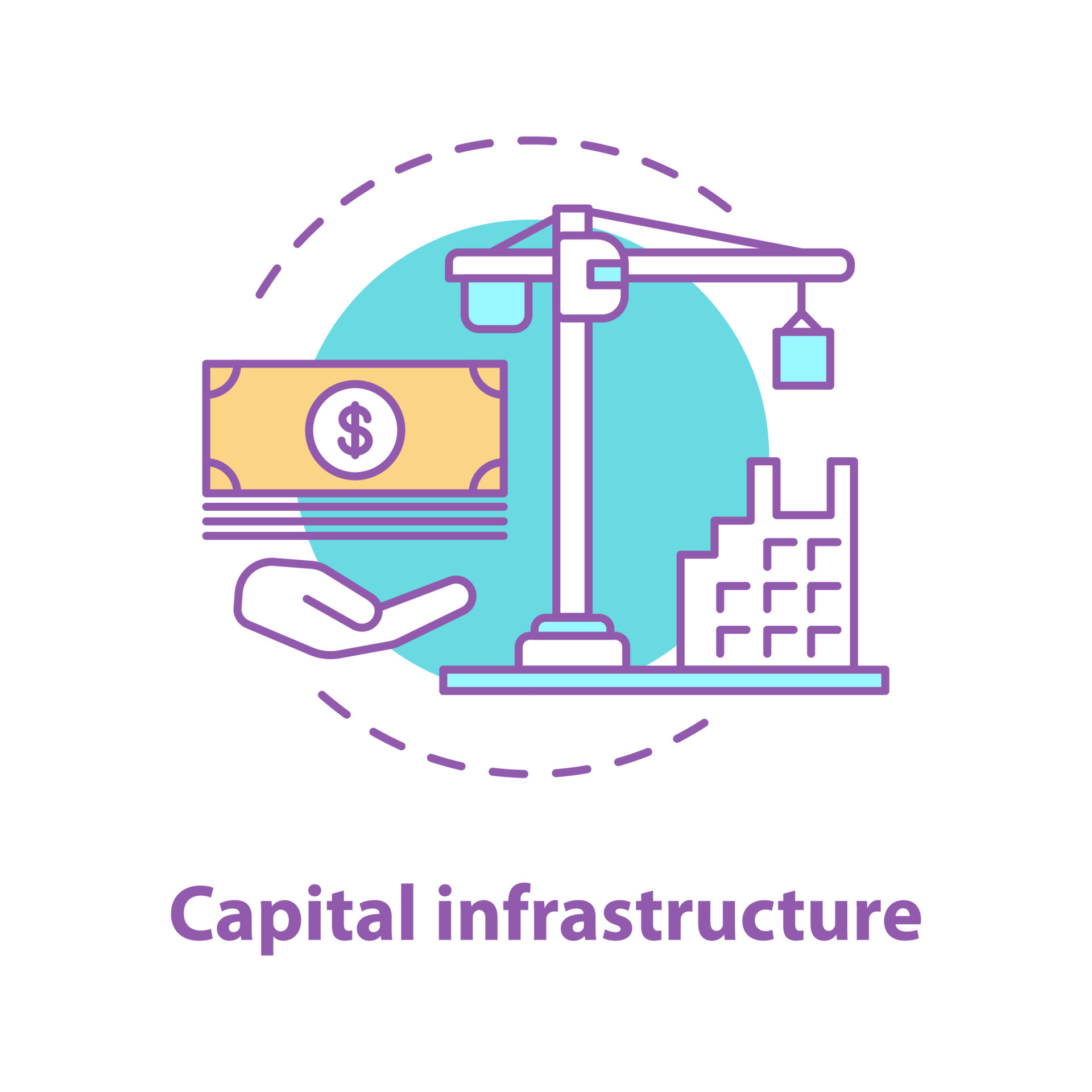 Capital infrastructure concept icon. Building development idea thin ... Capital infrastructure concept icon. Building development idea thin ...