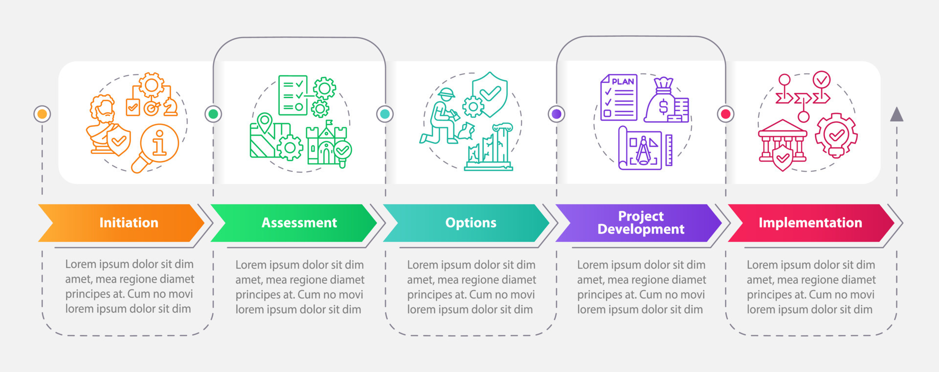 Heritage Conservation Process Rectangle Infographic Template Data Visualization With 5 Steps