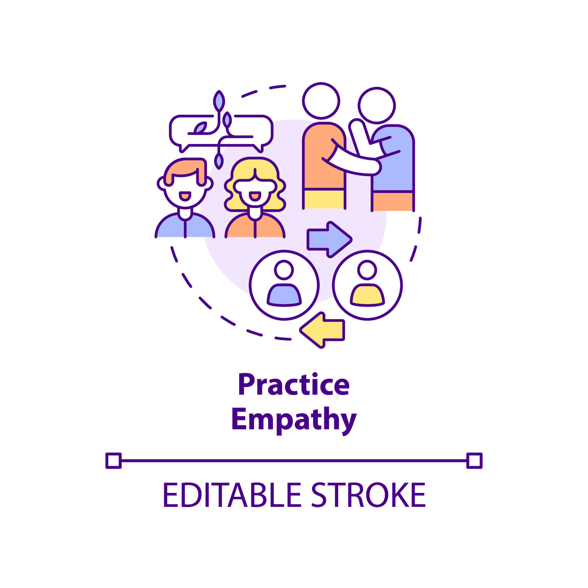 Practice empathy concept icon. Share feelings and emotions. Step to ...