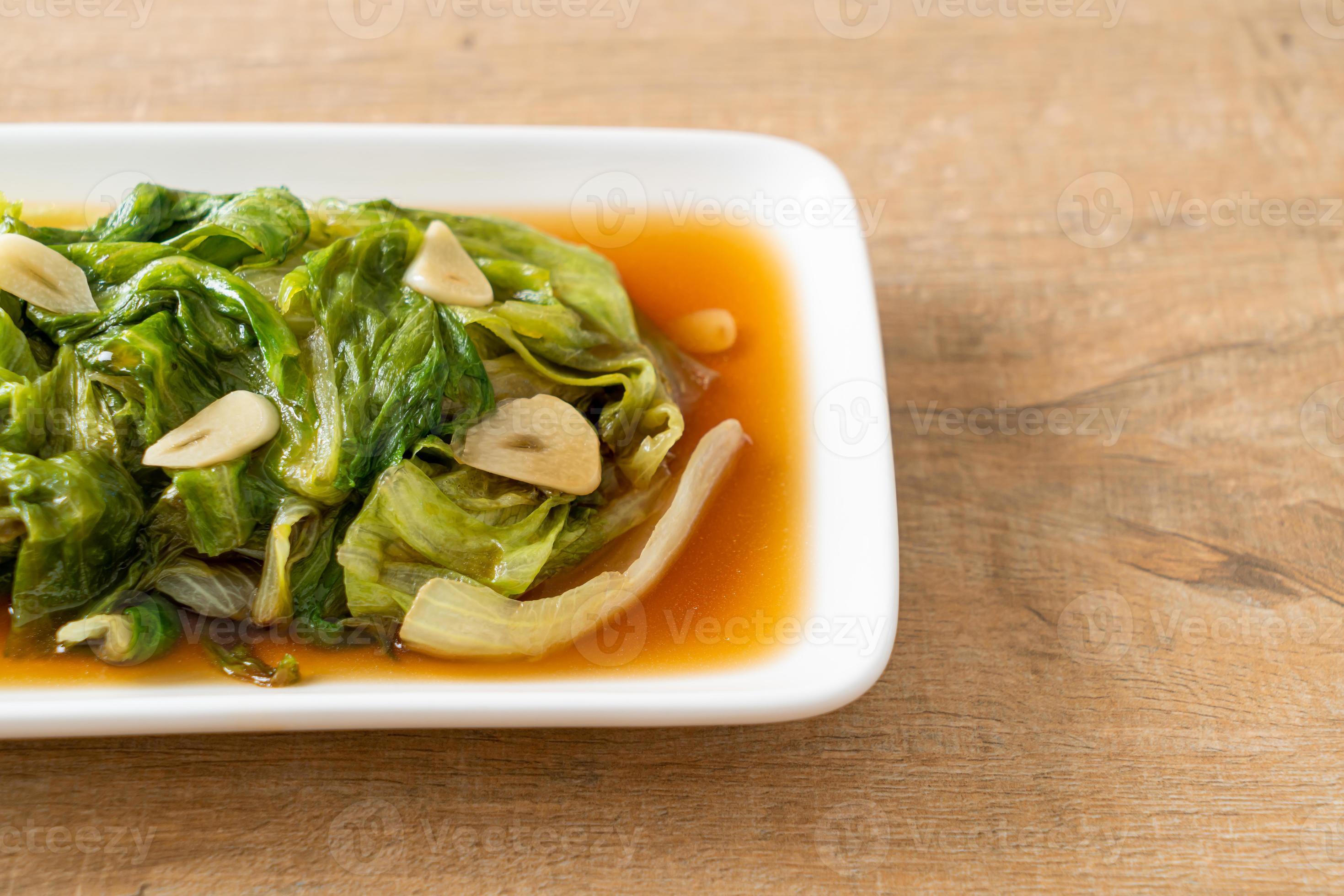 Stir fried Iceberg lettuce with Oyster sauce 9724439 Stock Photo at ...