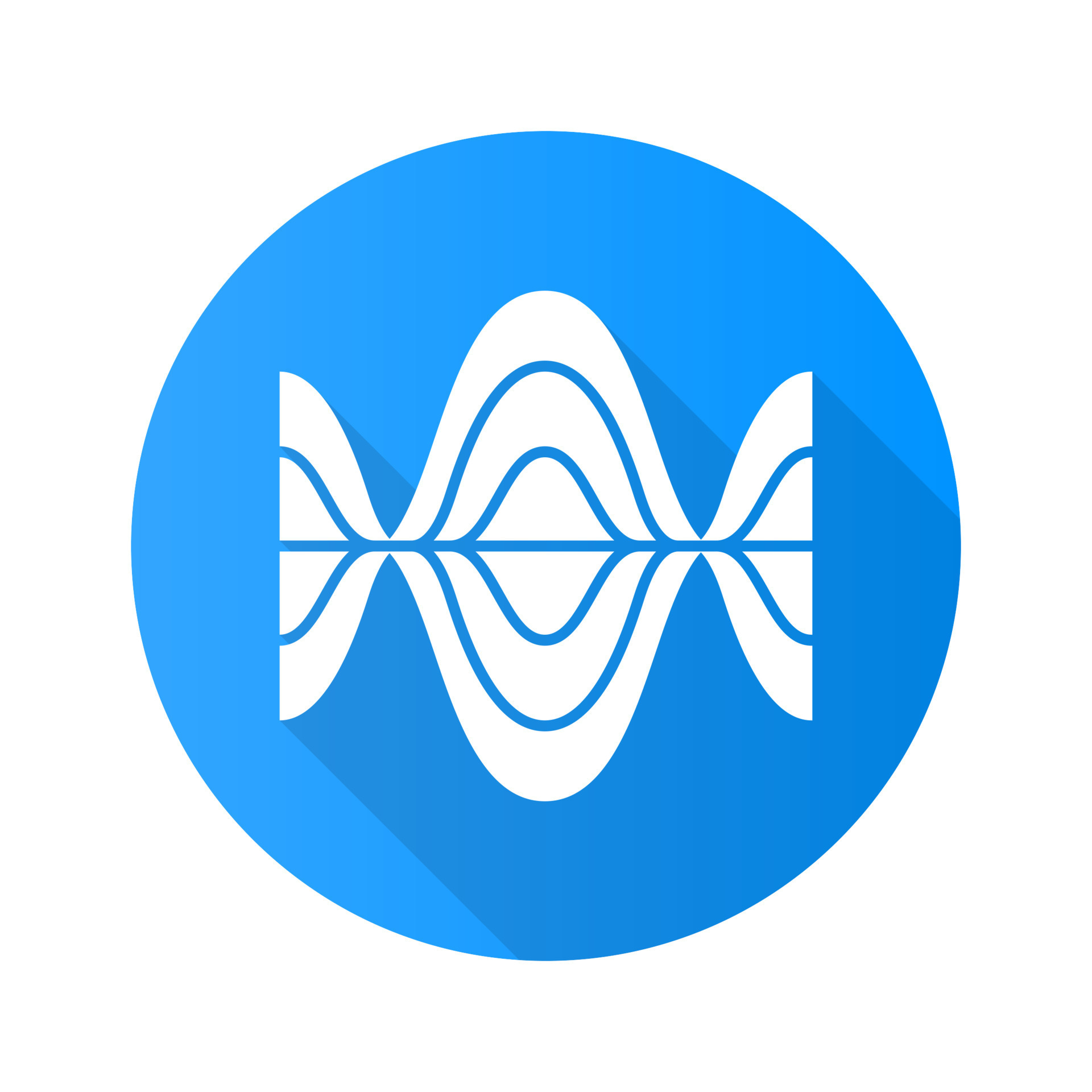 Voice Recording Blue Flat Design Long Shadow Glyph Icon Vibration Noise Level Frequency